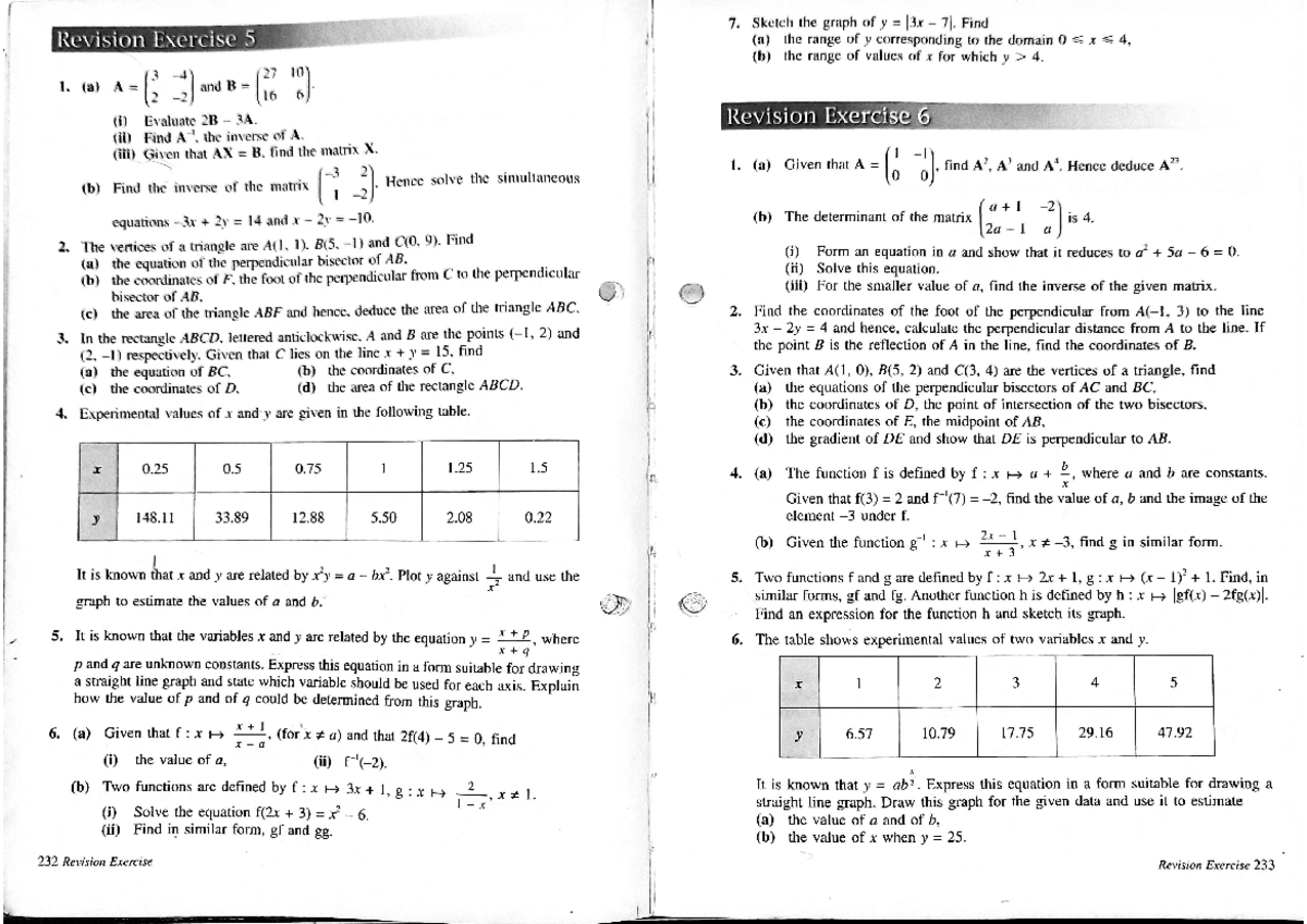 Revision Exercise (functions, coordinate geometry etc) - 7. Sketch the graph of y 3x Find ...