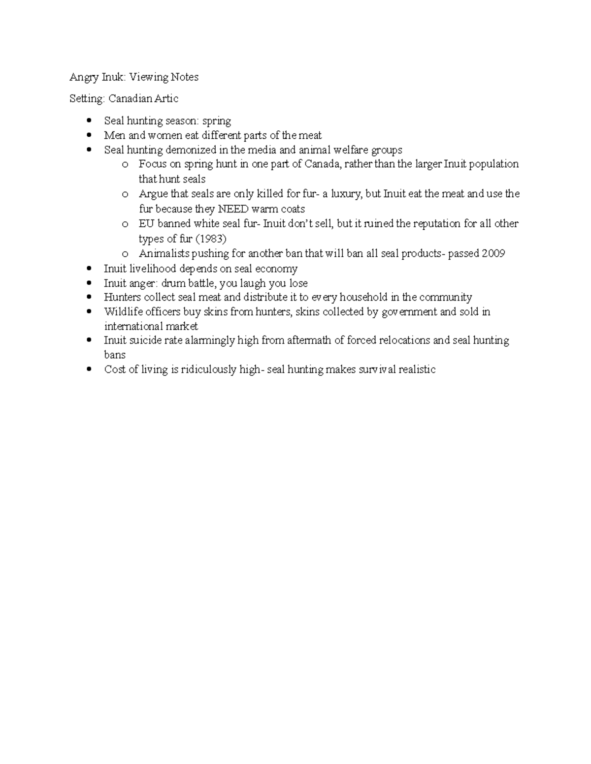 Angry Inuk viewing notes - Angry Inuk: Viewing Notes Setting: Canadian ...
