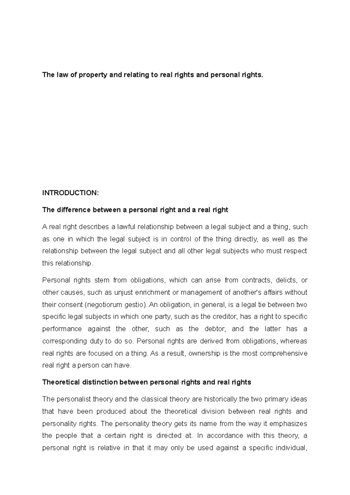 Law of property written assignment 1 - The law of property and relating ...