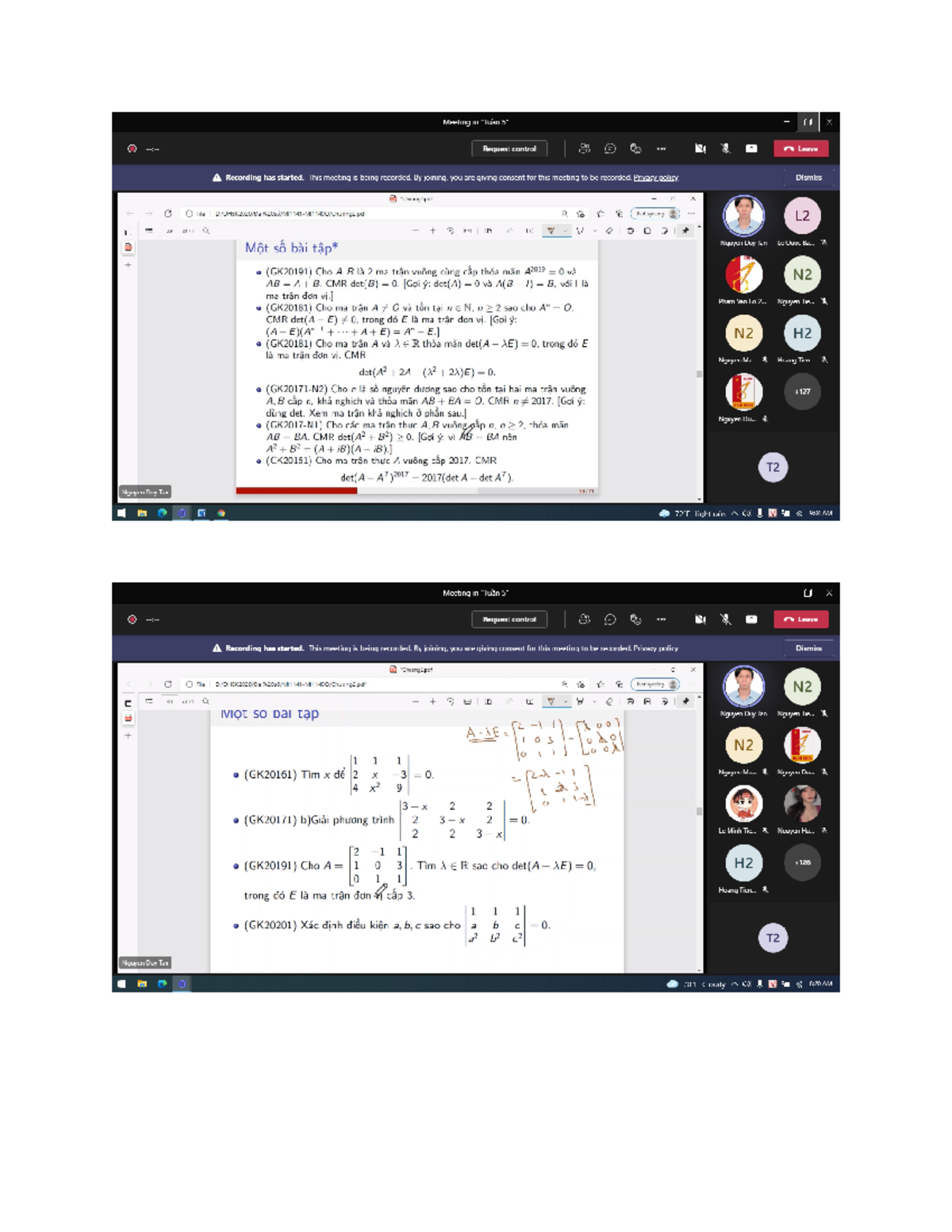 Bai tap matrix - bài tập về ma trận trong slide của thầy tân - Đại số ...