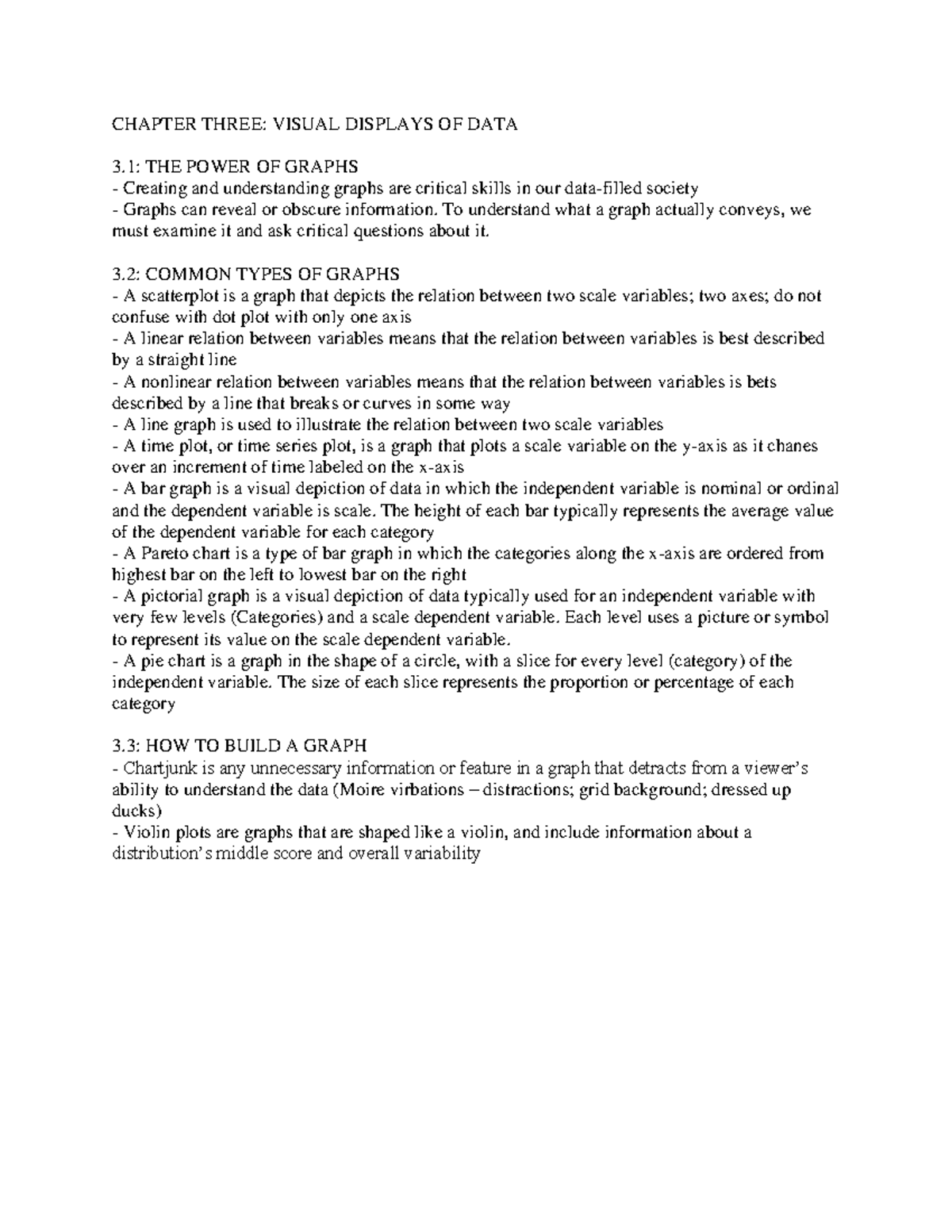 Statsch 3 - Displaying Data - CHAPTER THREE: VISUAL DISPLAYS OF DATA 3 ...
