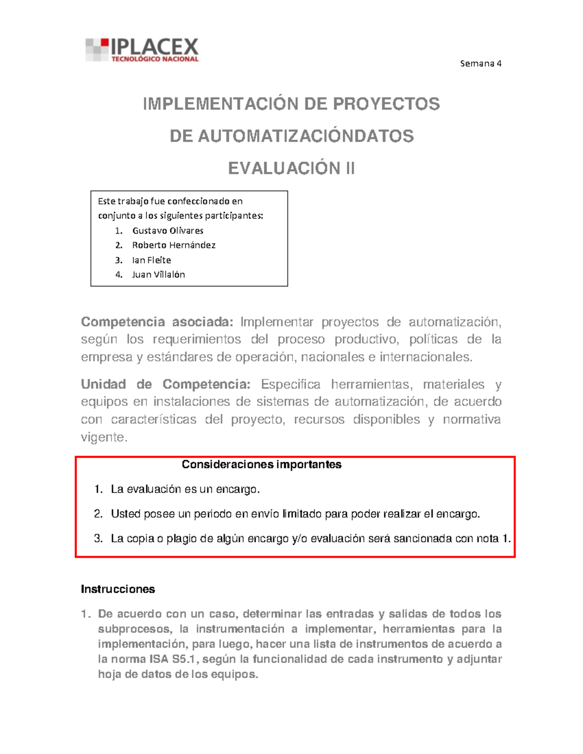EVA 4A juan villalon 100 - IMPLEMENTACIÓN DE PROYECTOS DE ...