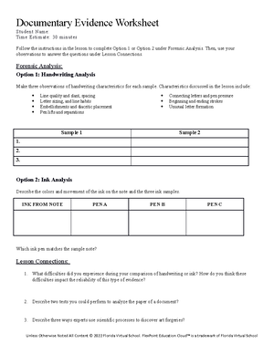Copy of Evidence Collection Notes - Evidence Collection: Who Killed ...