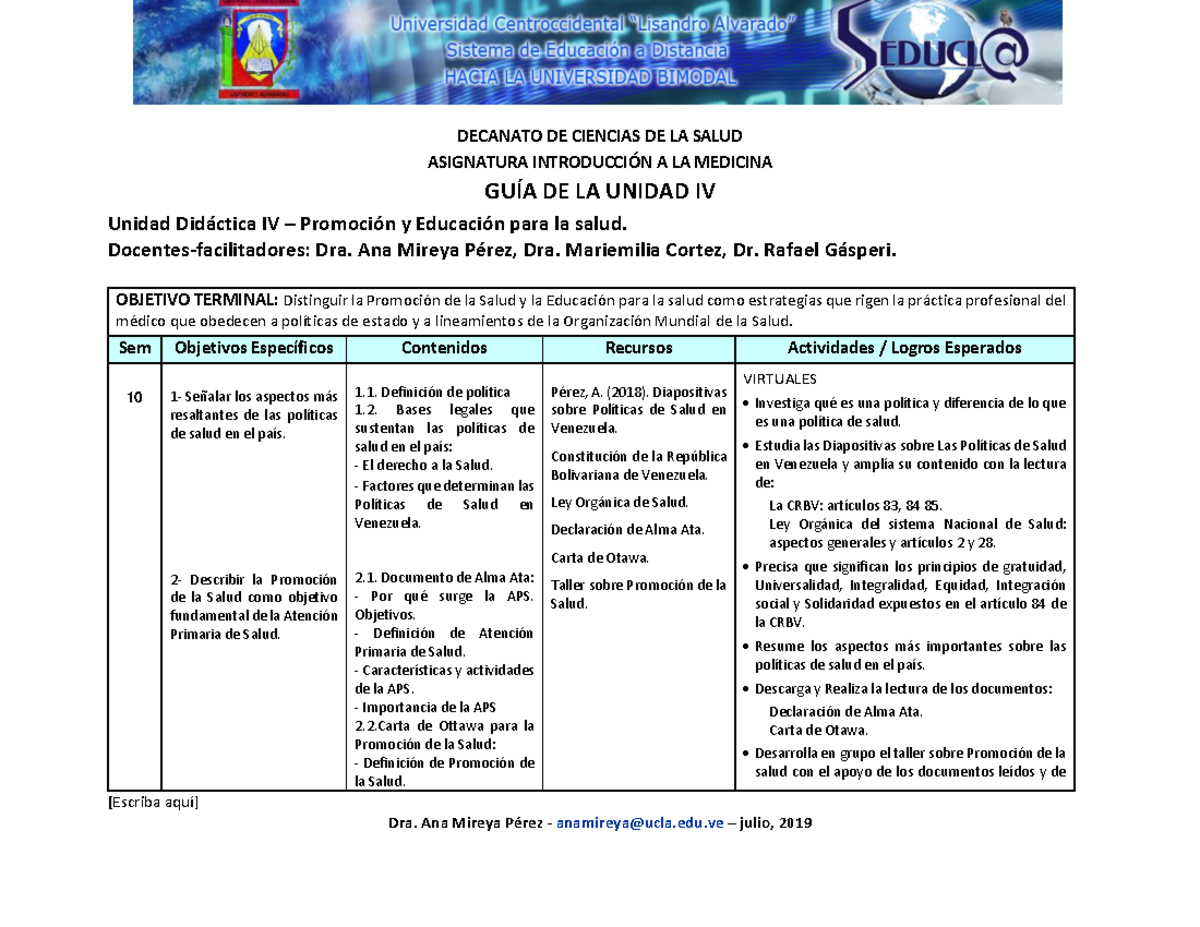 Guía de la Unidad - Okhj - [Escriba aquí] Dra. Ana Mireya Pérez ...