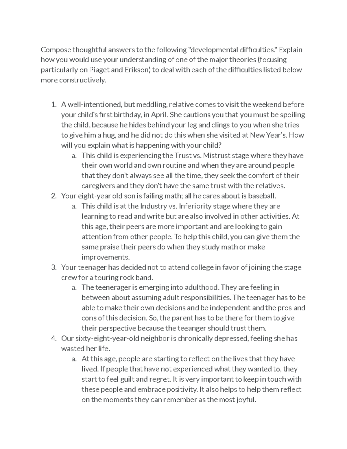 Unit 6 Development - Compose thoughtful answers to the following ...