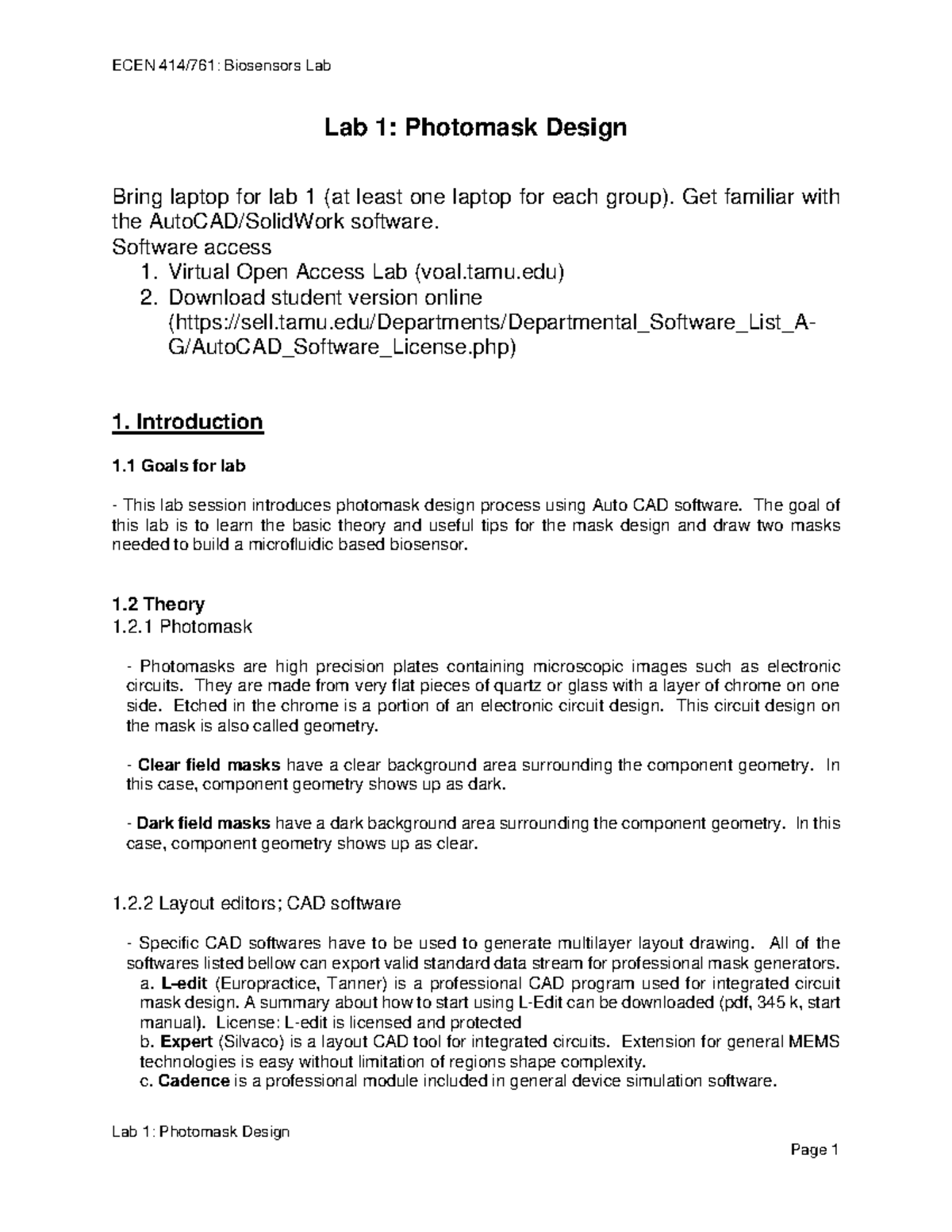 22 Fall ECEN414 761-Lab1-Photomask Design - Lab 1: Photomask Design Lab ...