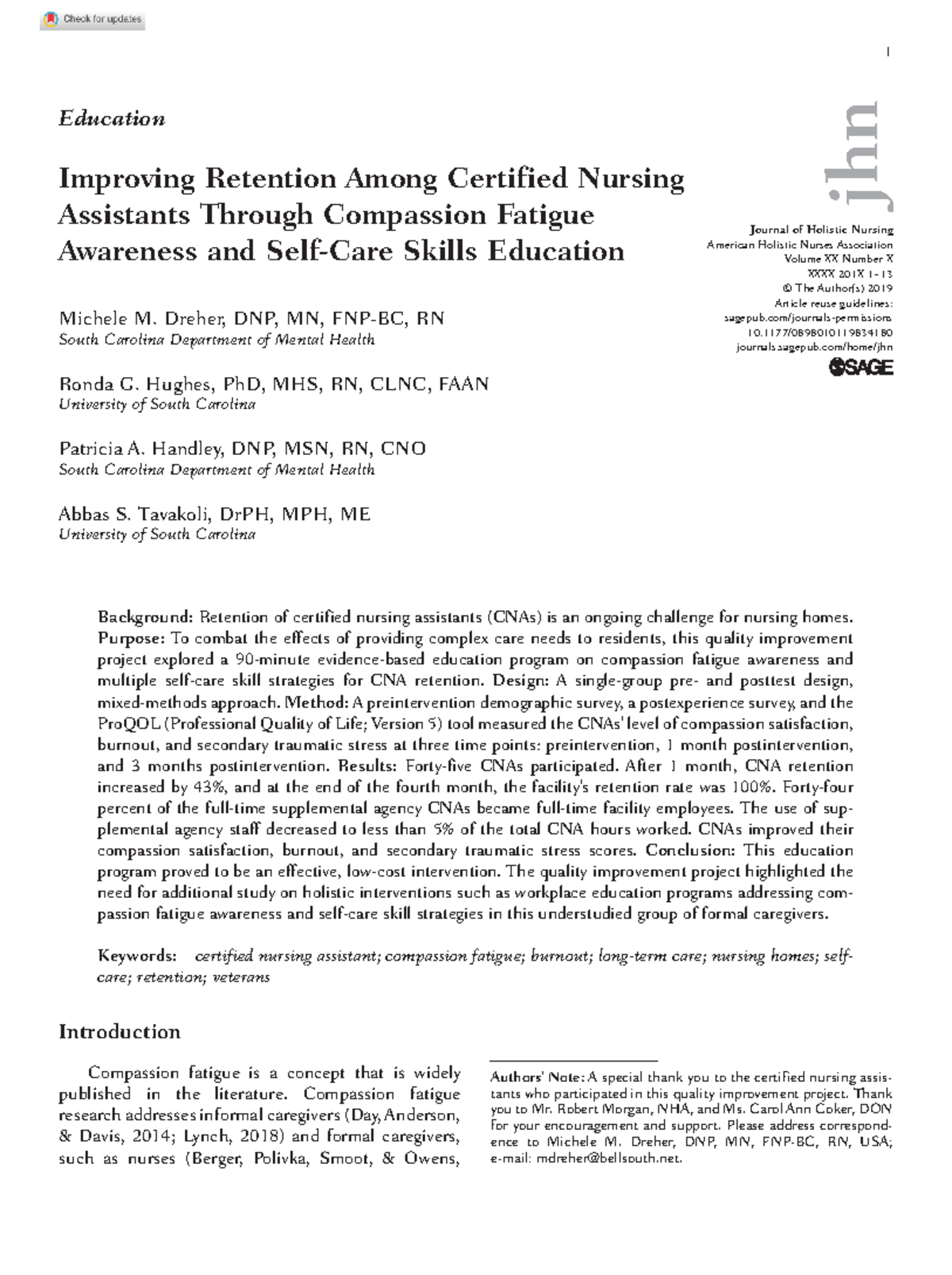 Article 5 Leadership - Journal of Holistic Nursing American Holistic Nurses Association Volume ...
