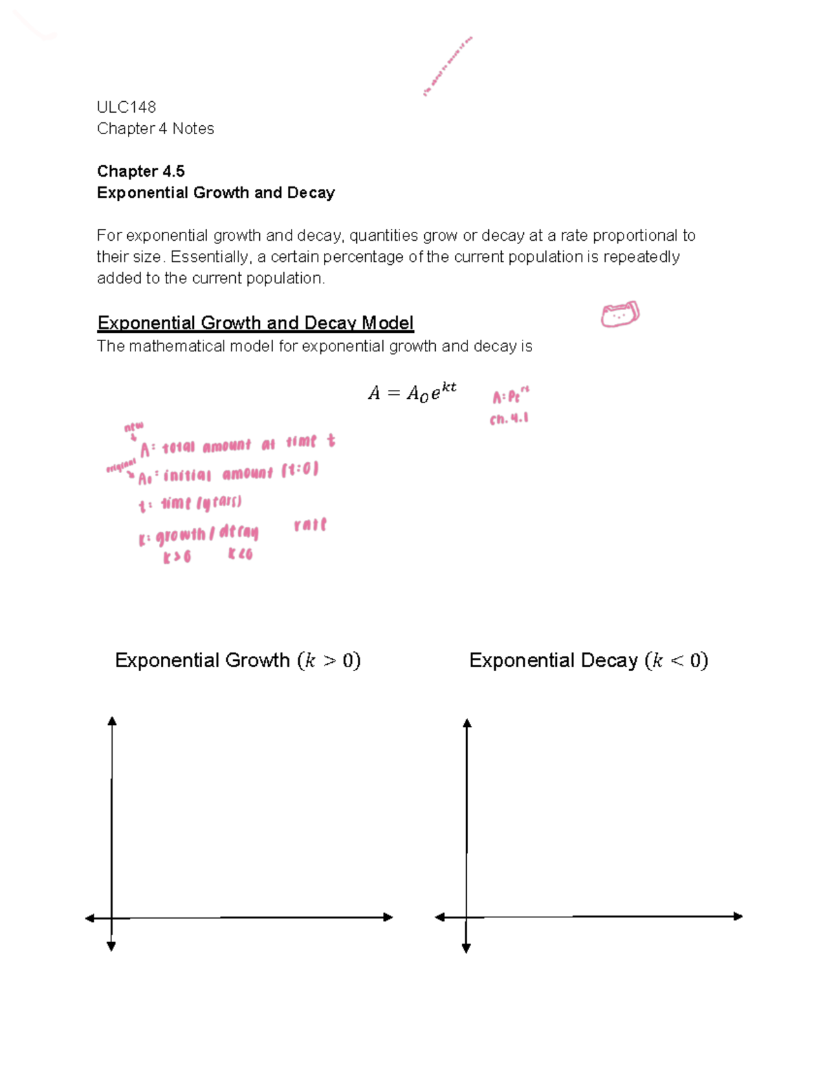 ULC148Ch4 - ch 4.5 notes - ULC Chapter 4 Notes Chapter 4. Exponential ...