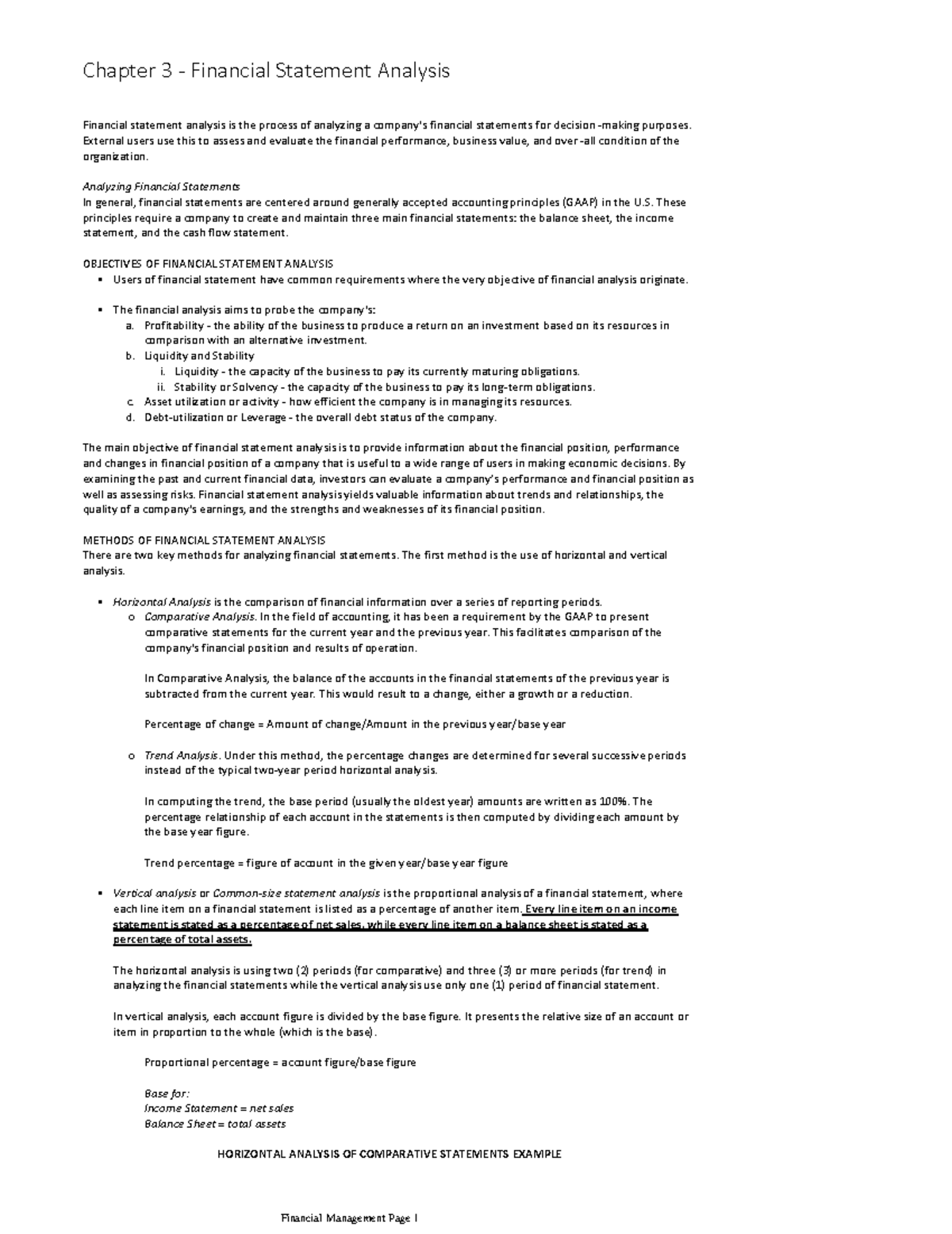 Chapter 8 Financial-Statement-Analysis - Financial statement analysis ...