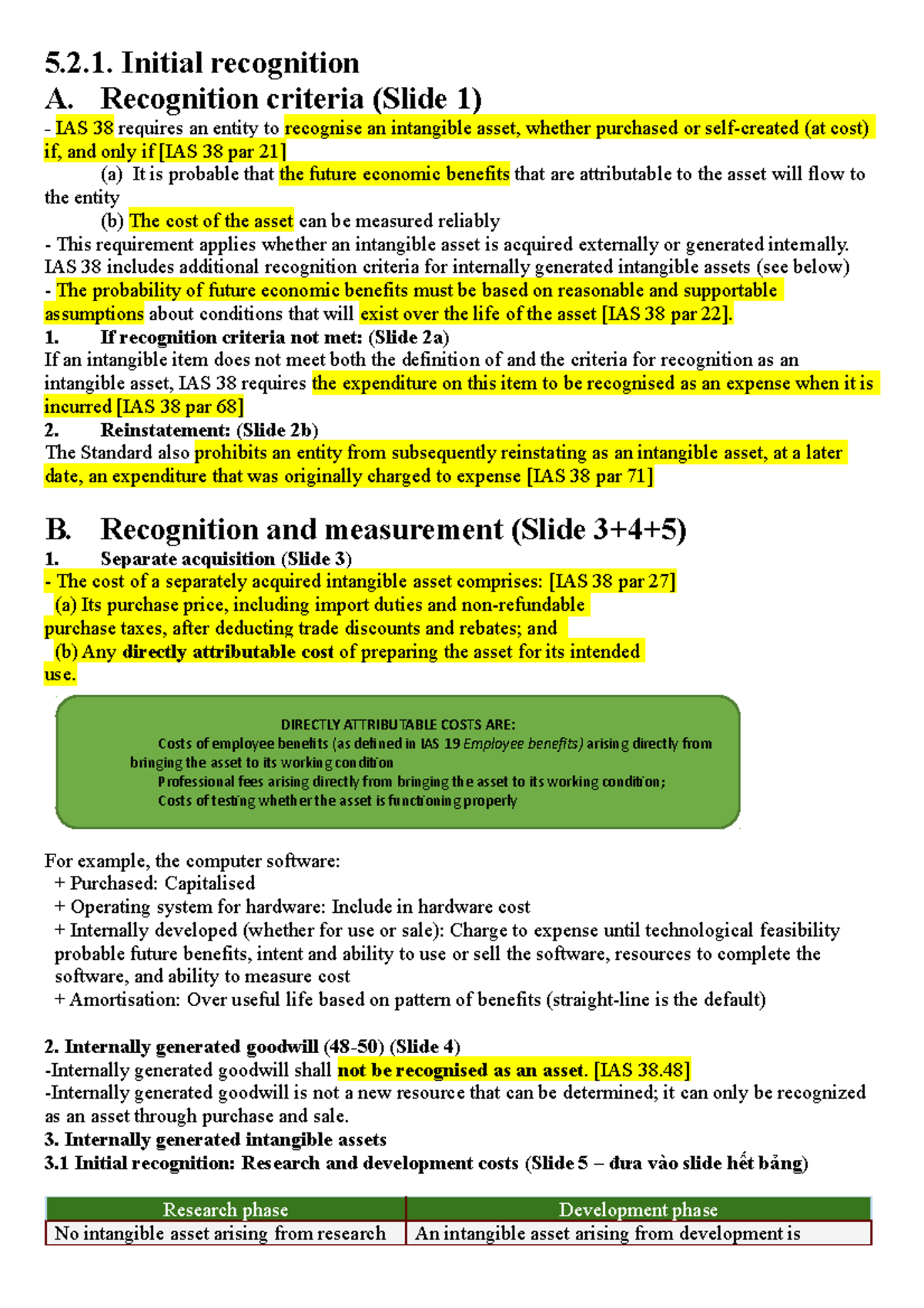 Initial-recognition of intangible asset - buh finance - Studocu