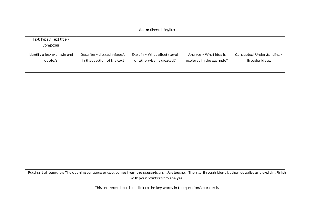 Alarm Sheet Scaffold - sdfghjkl; - Alarm Sheet | English Text Type ...