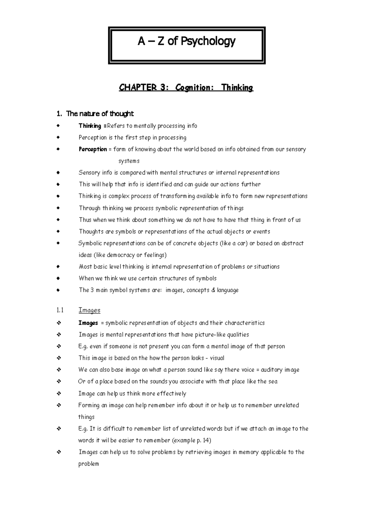 Basic psychology cognition- thinking - CHAPTER 3: Cognition: Thinking 1 ...