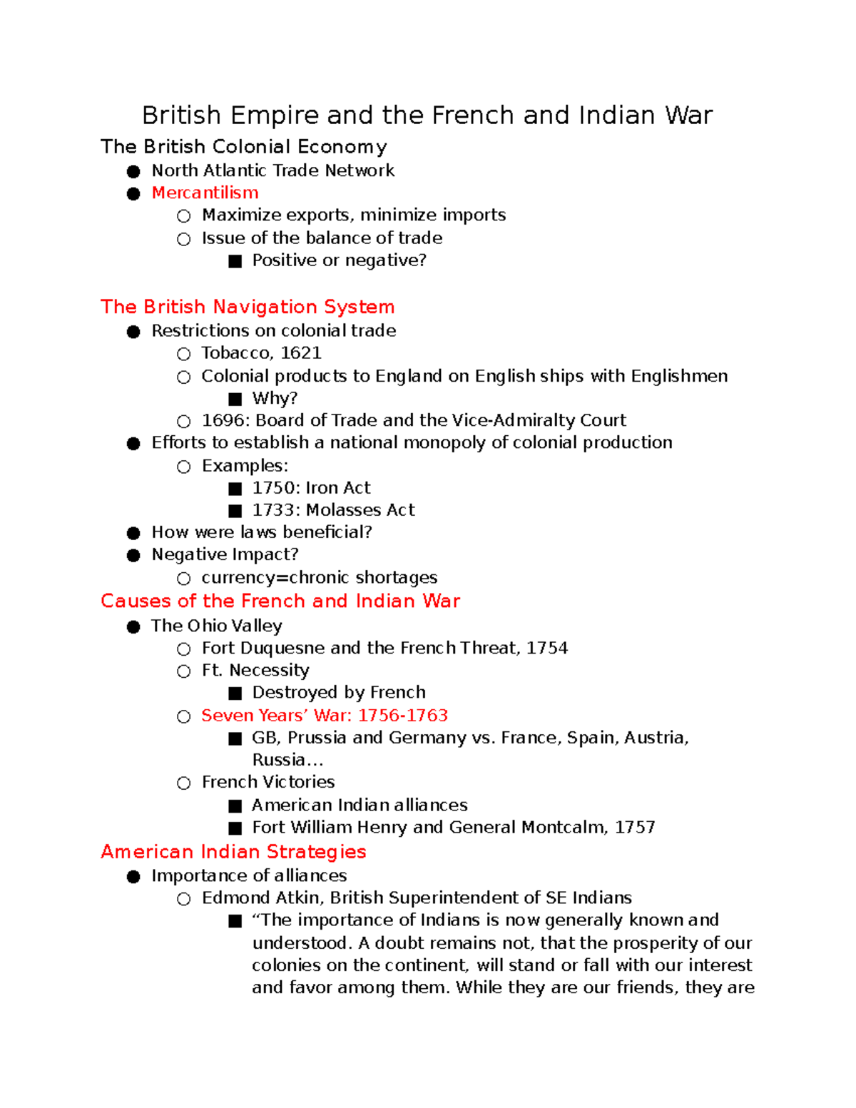 British Empire and the French and Indian War - Necessity Destroyed by ...