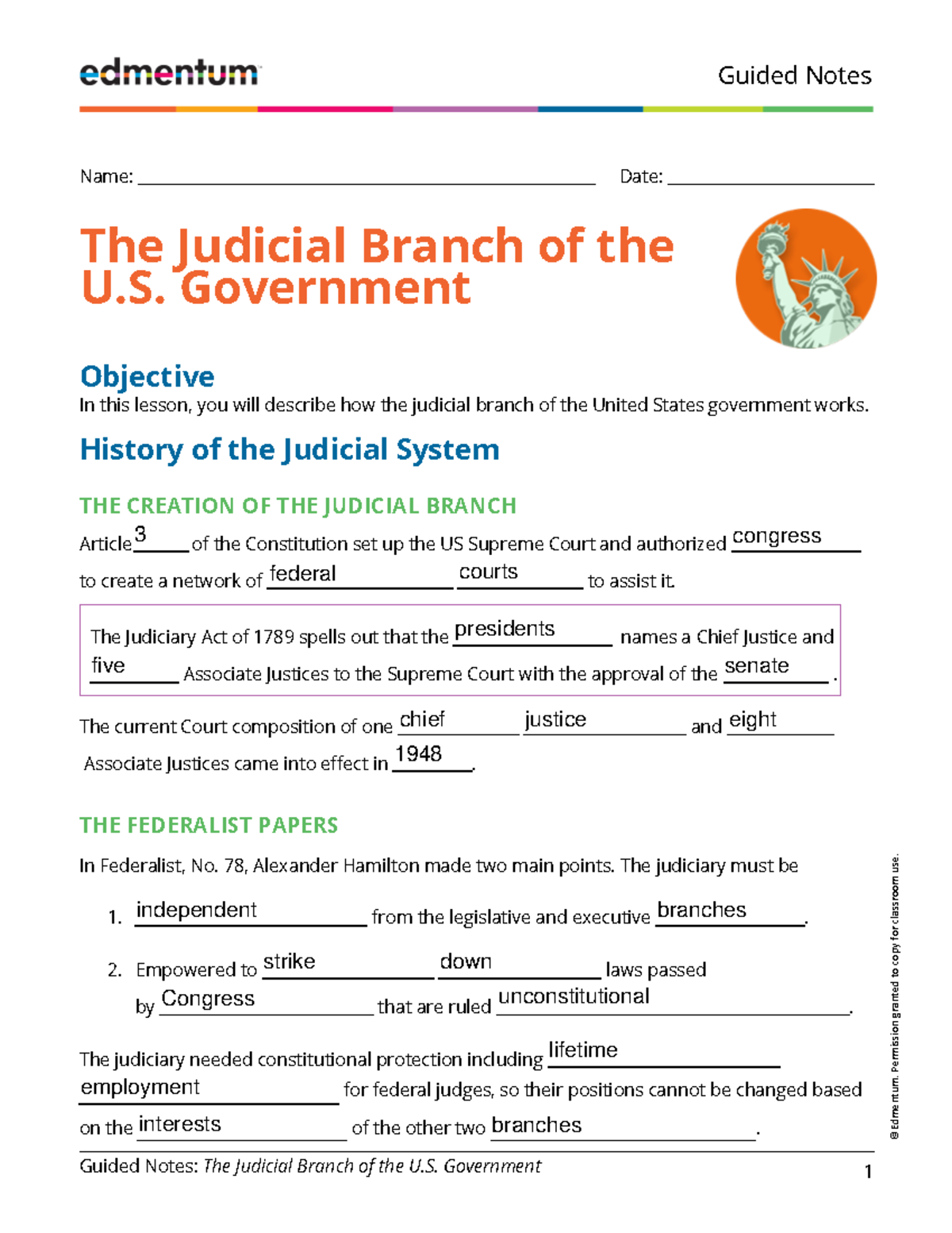 Guided+Notes+-+Civics+-+2.03+The+Judicial+Branch+of+the+U - 1 ©Edmentum ...