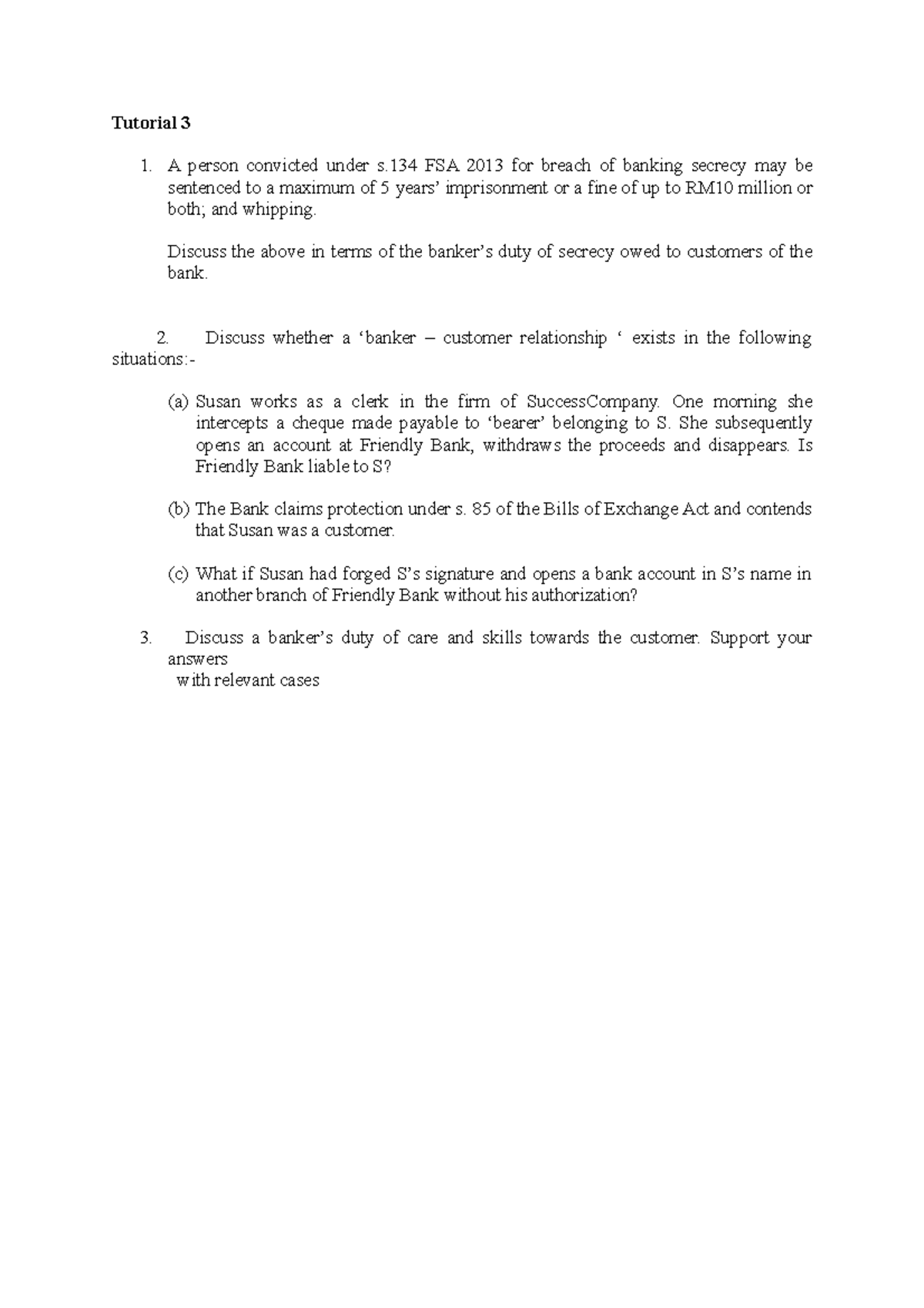 344169 ULK2612 Tutorial 3 - Tutorial 3 A person convicted under s FSA ...