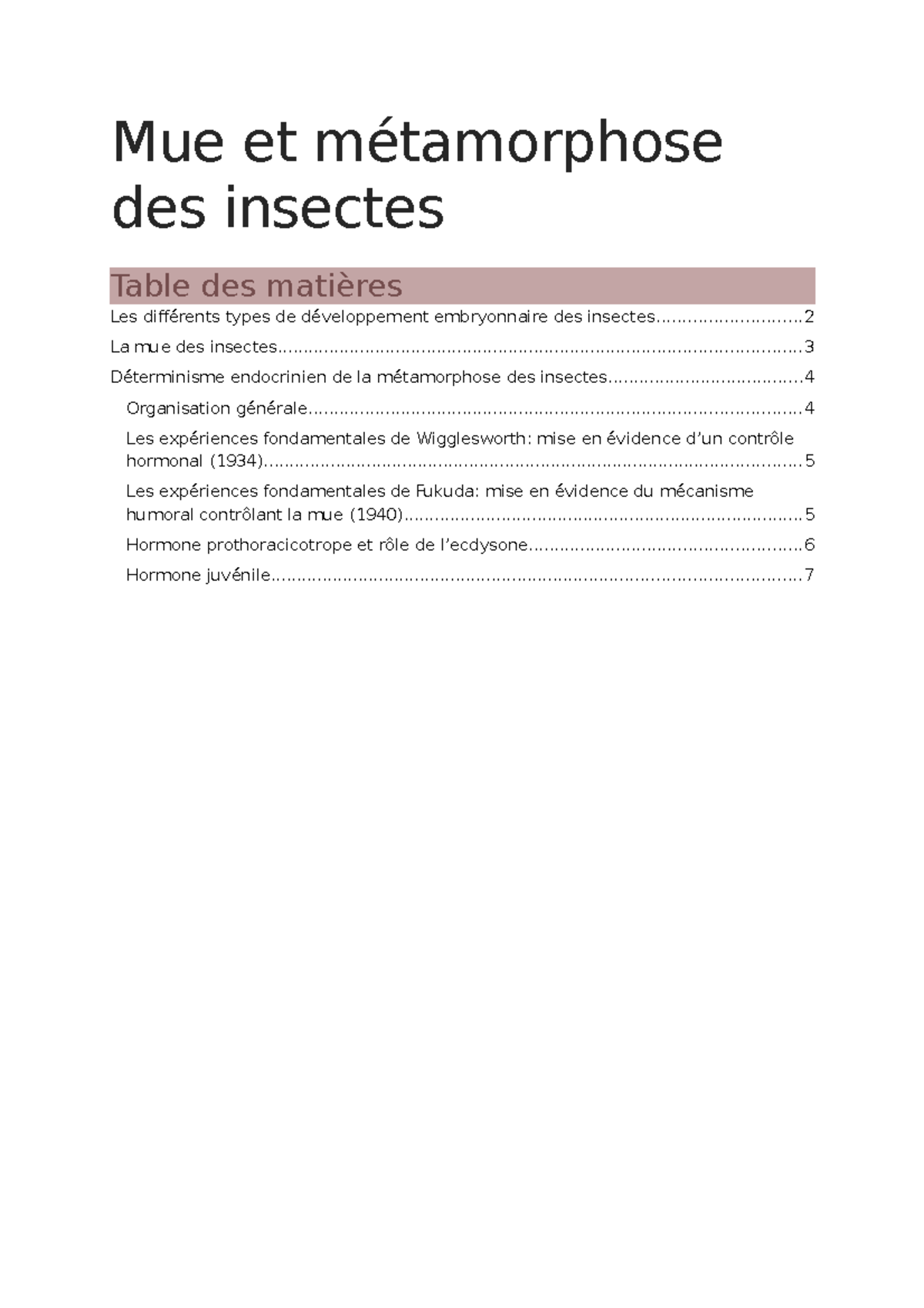 2 Mue et métamorphose des insectes - Mue et métamorphose des insectes ...