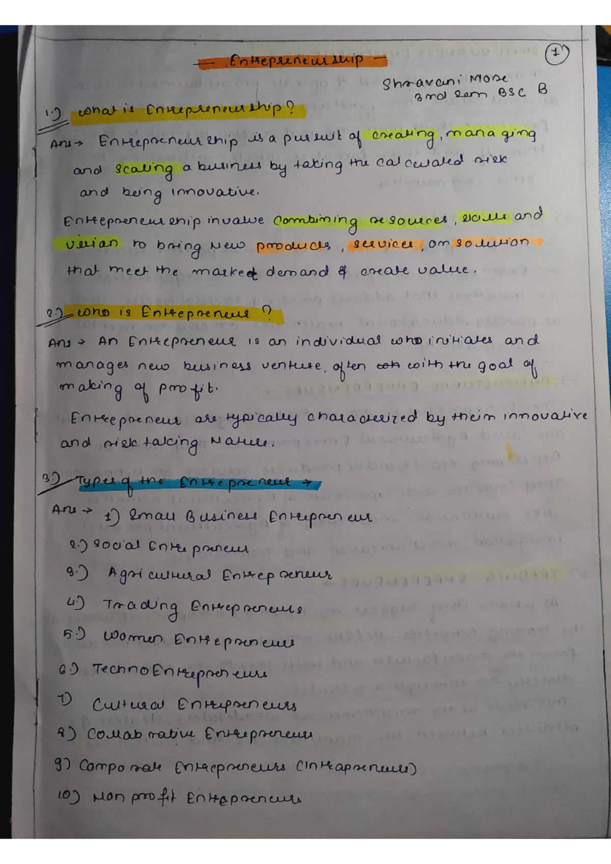 Entrepreneurship notes - Bachelor of Business Administration - Studocu