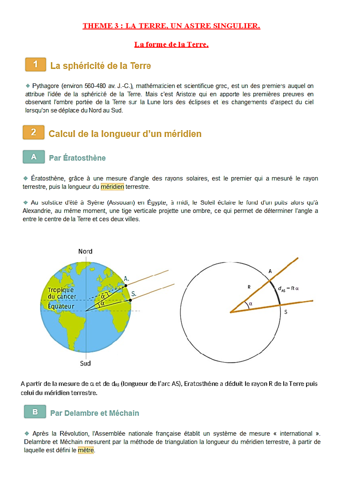 La forme de la Terre 2 - Enseignement scientifique - THEME 3 : LA TERRE ...