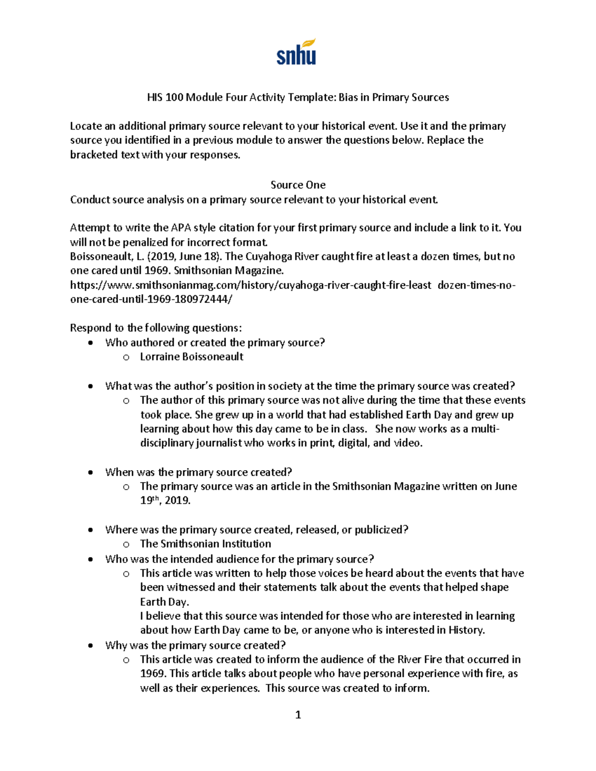 Module Four Activity Bias Template (1) - 1 HIS 100 Module Four Activity ...
