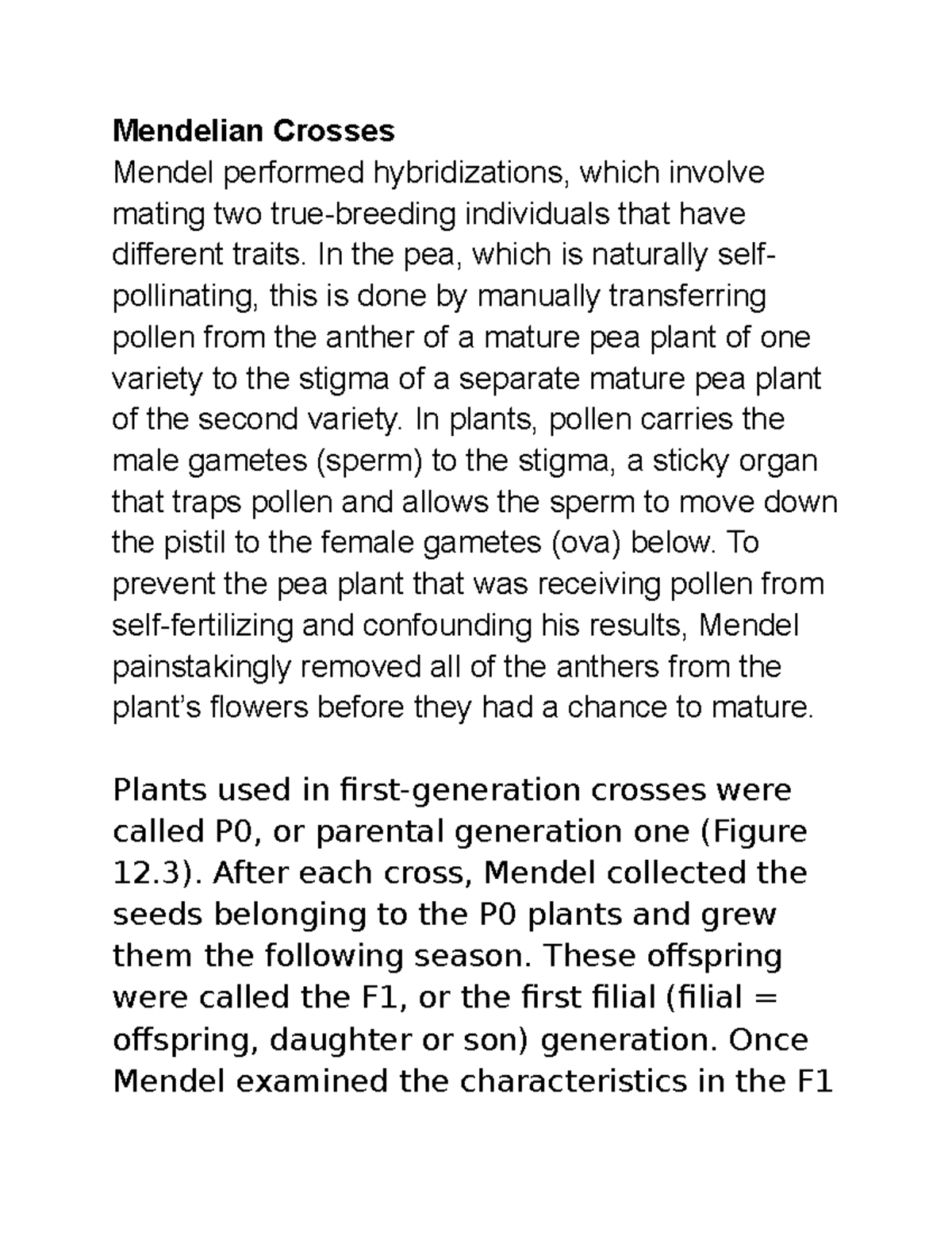 BIOL 1345 Module 10 Mendel's Experiments - Mendelian Crosses Mendel ...