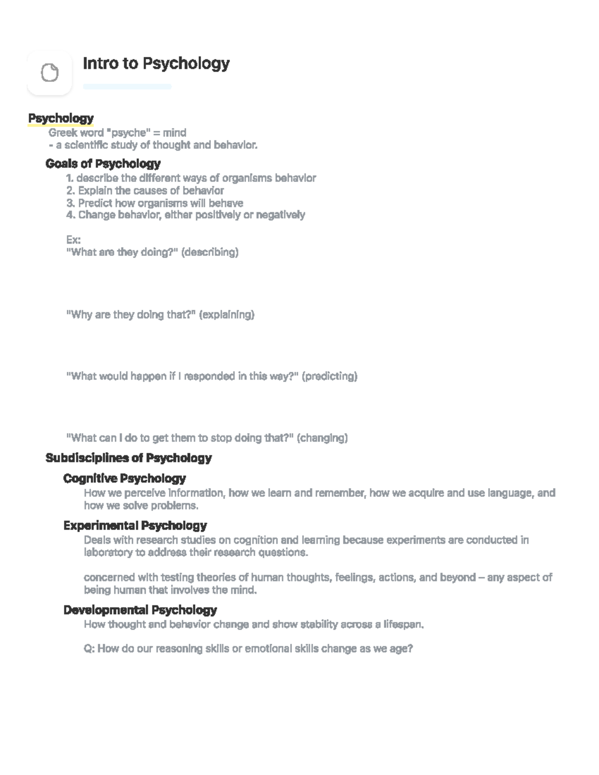 Intro to Psychology - Introduction to Psychology - Studocu