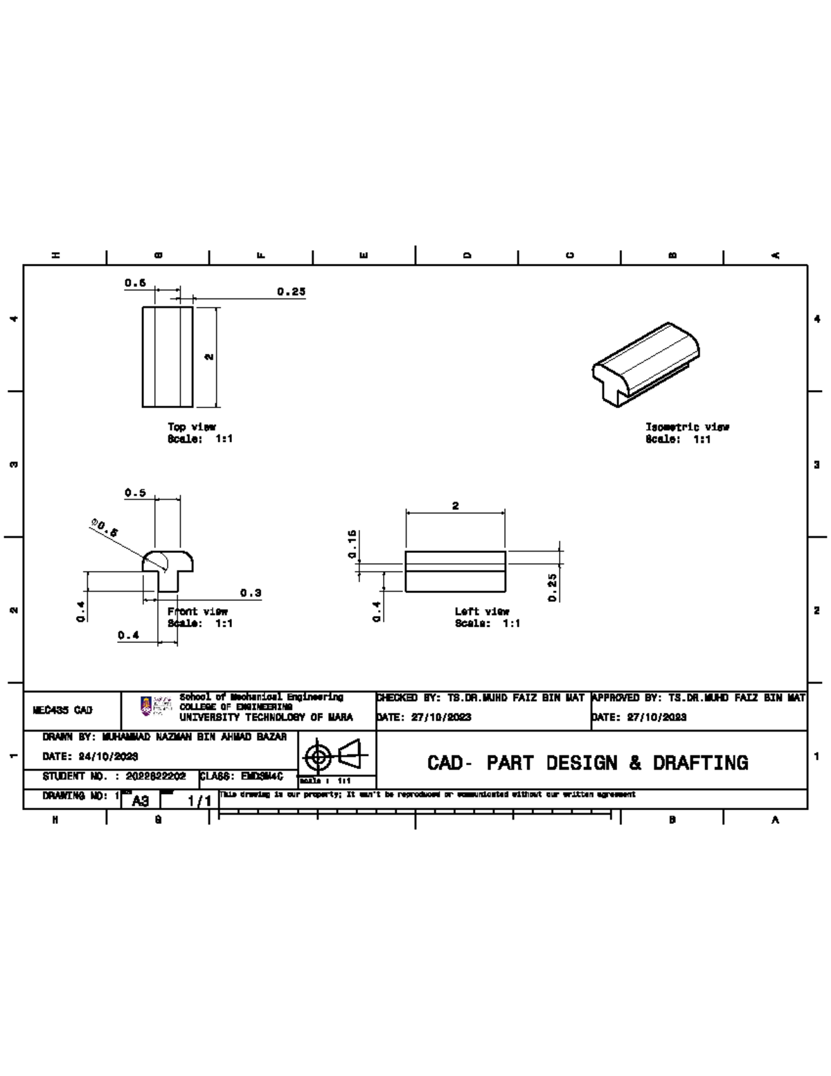 Drafting part 1 - practice - Computer aid Design - Studocu