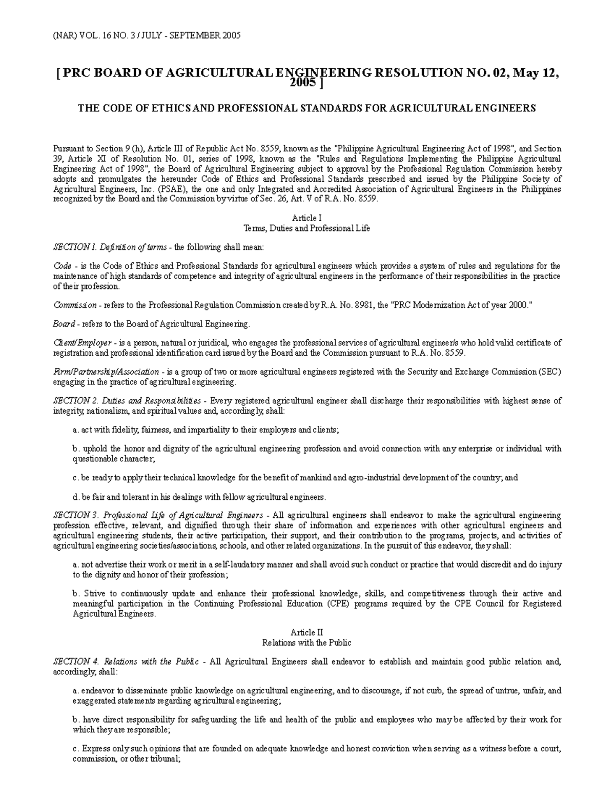 Code of Ethics-AE - Code of Ethics-AE - (NAR) VOL. 16 NO. 3 / JULY ...