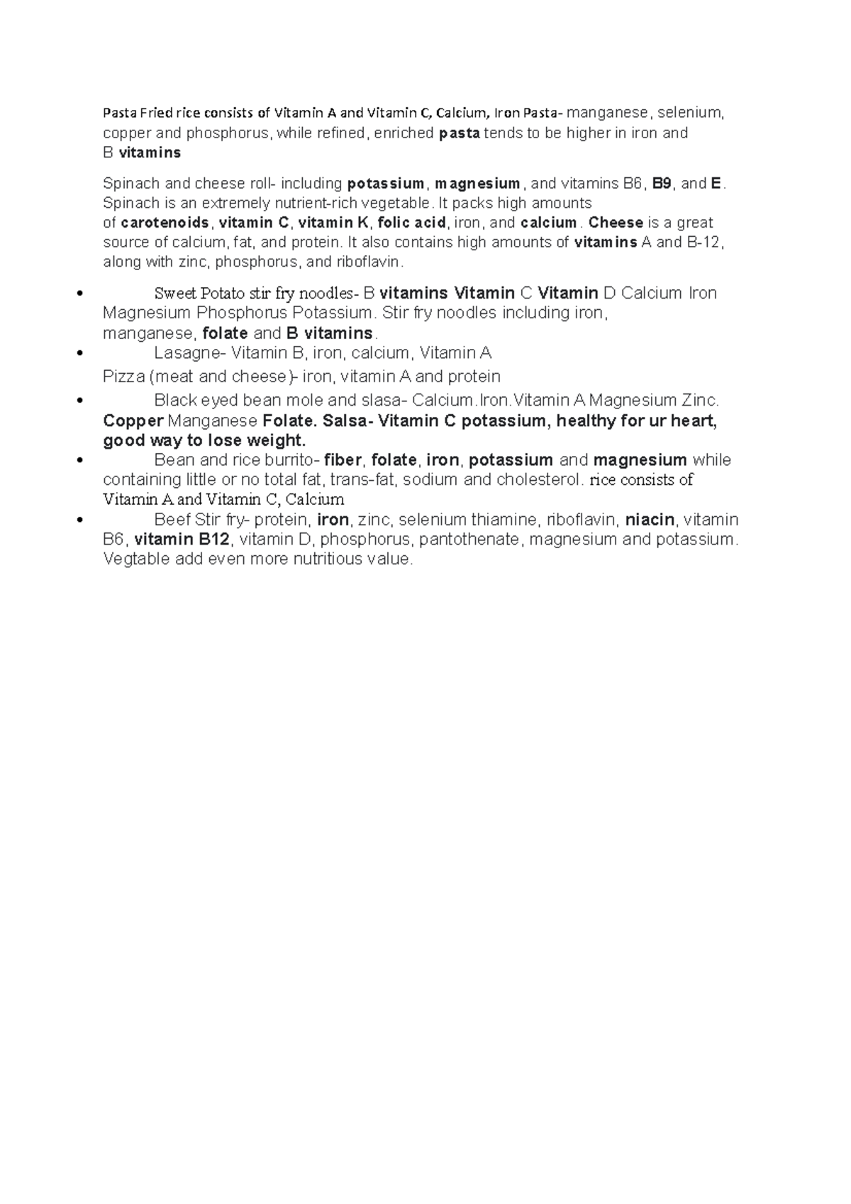 Food tech notes and summary about assessment - Pasta Fried rice ...