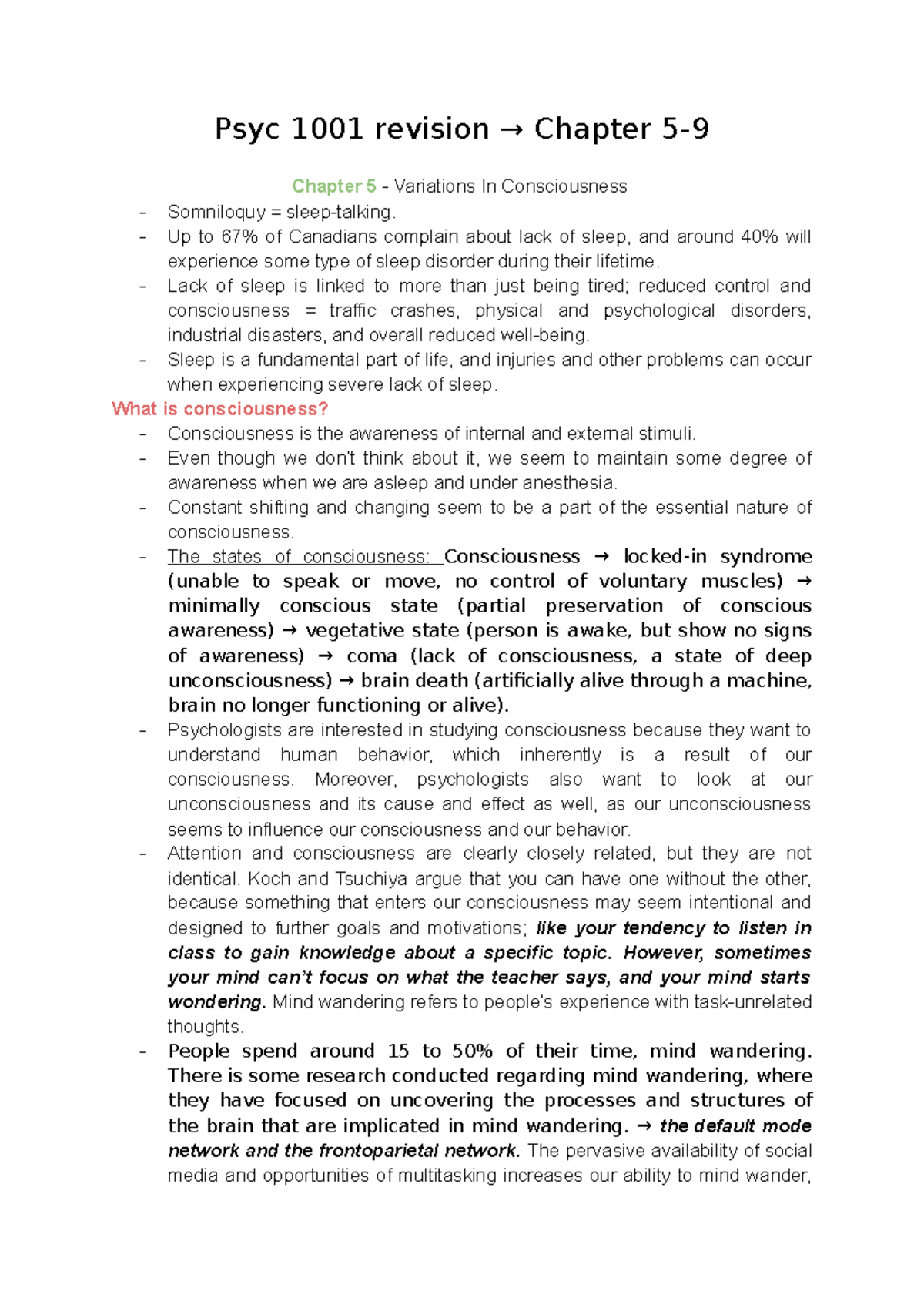 Psyc 1001 revision → Chapter 5-9 - Psyc 1001 revision → Chapter 5- Chapter 5 - Variations In ...
