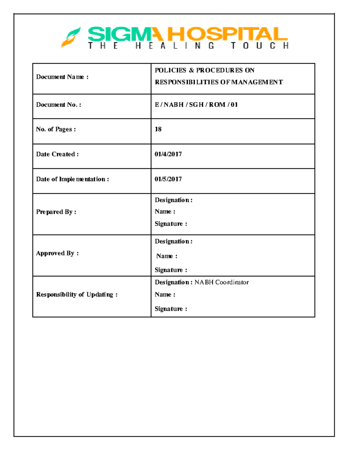 ROM - Djdjd - Document Name : POLICIES & PROCEDURES ON RESPONSIBILITIES ...