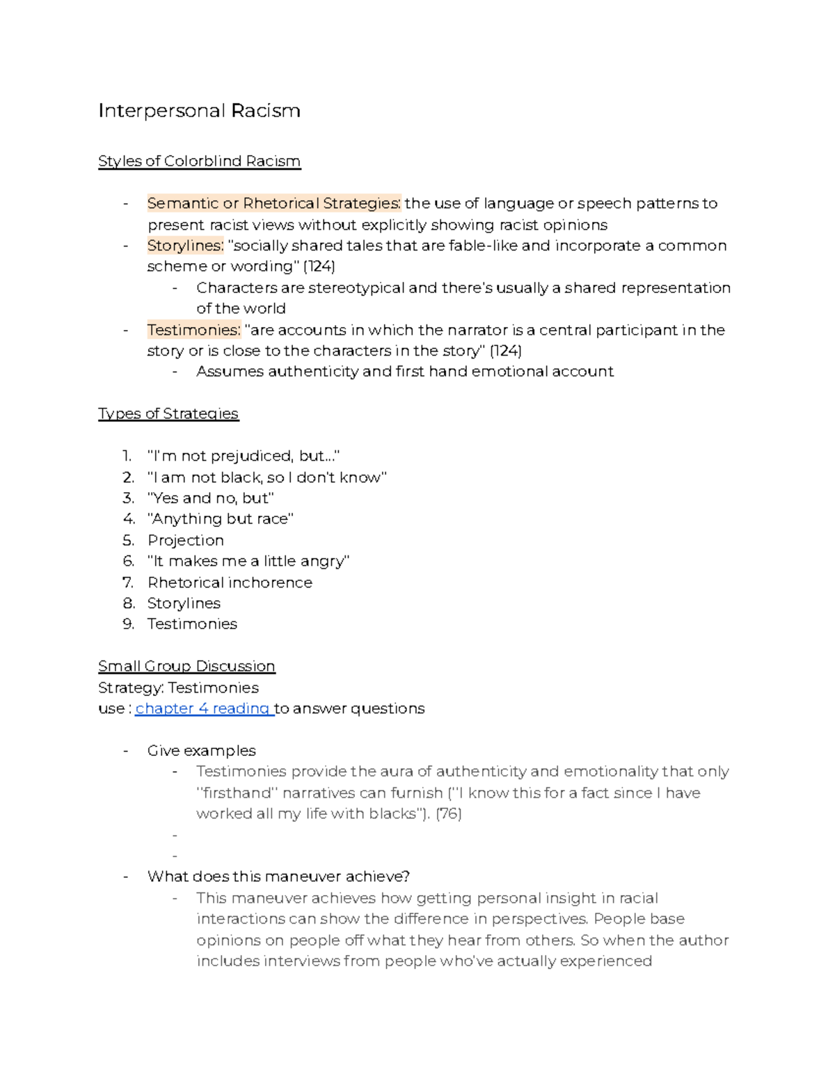 Untitled document - Interpersonal Racism notes that cover the styles of ...