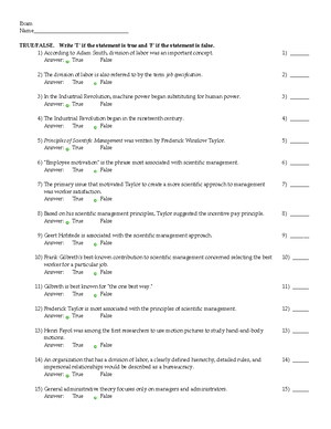 Chapter 1 True and False - ExamName ...