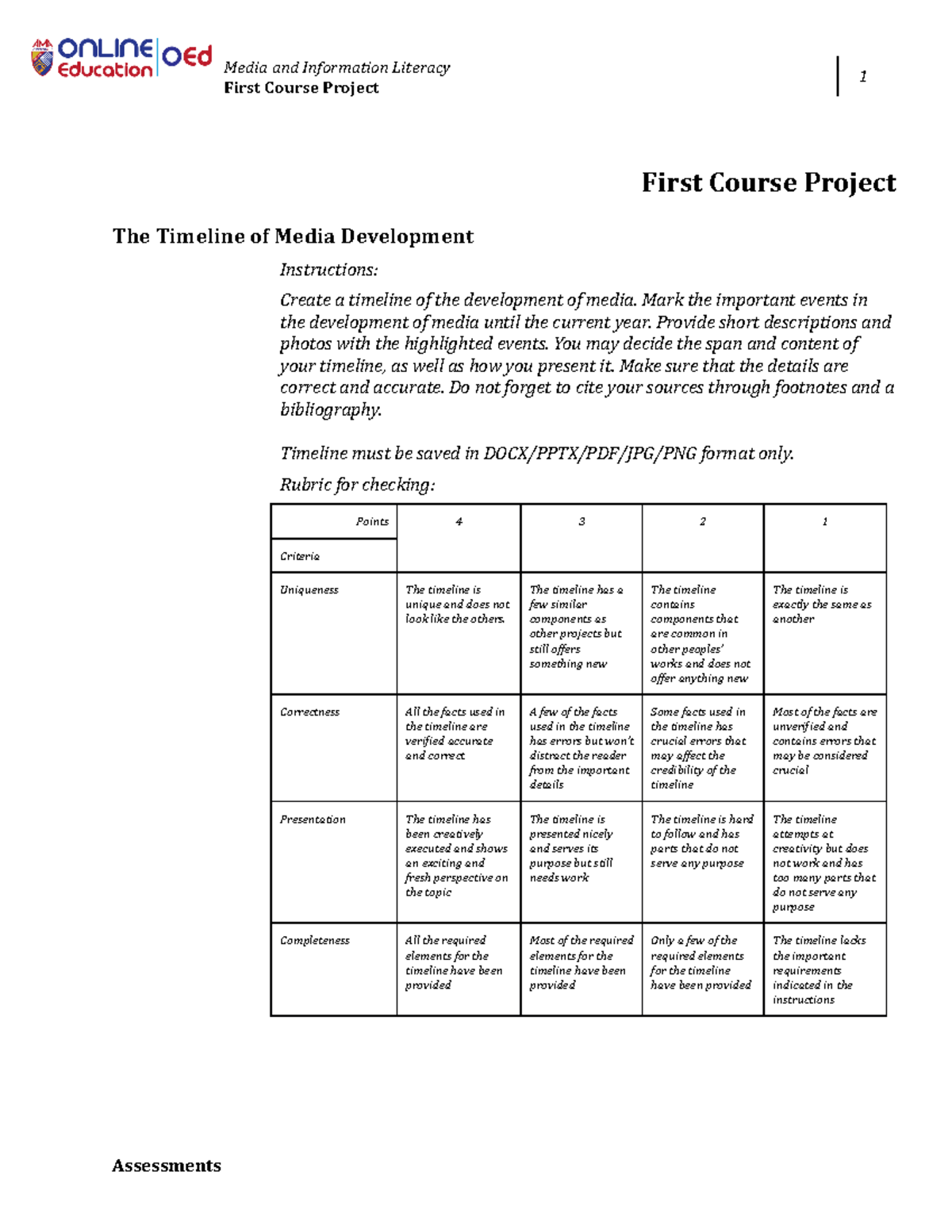MEIL-122 First Course Project updated - Media and Information Literacy ...