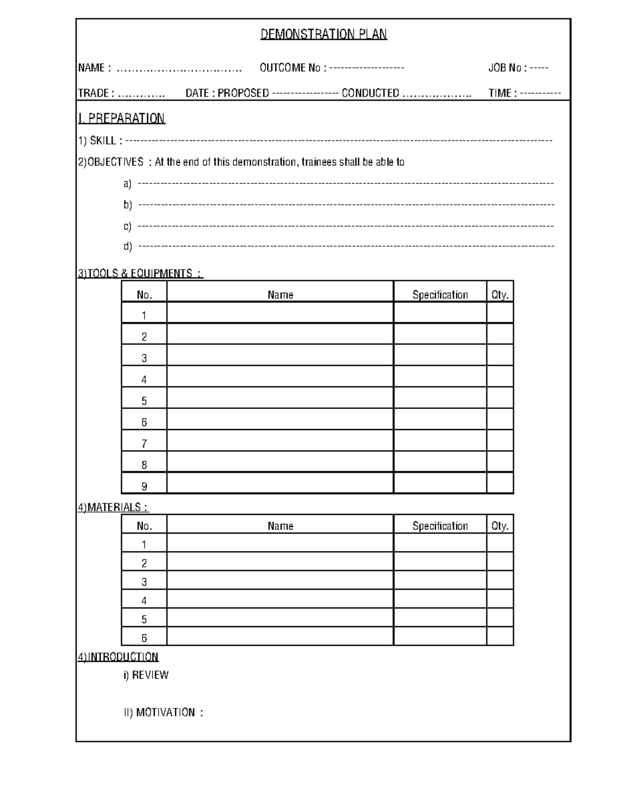 'Demonstration Plan - Nsqf implimentation - NAME ...
