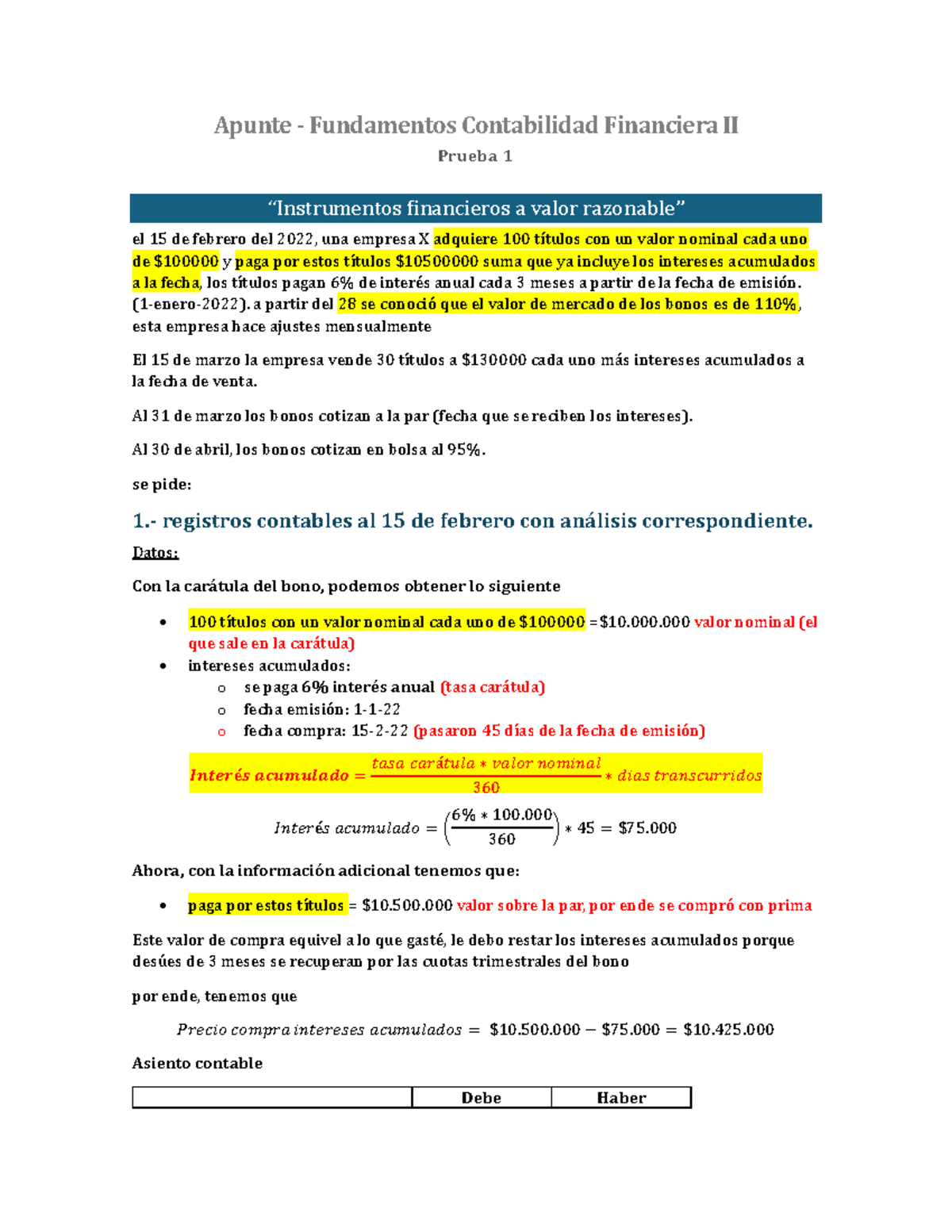 Apunte prueba 1 - Apunte - Fundamentos Contabilidad Financiera II Prueba 1 “Instrumentos ...
