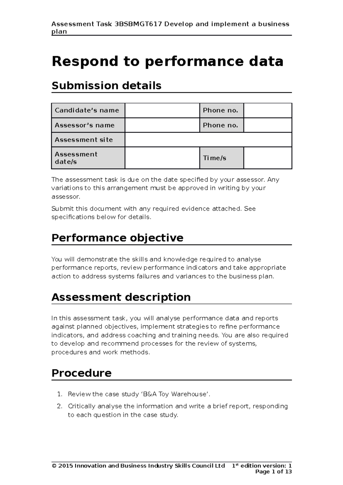 Assessment-Task-3 - hhbbb - plan Respond to performance data Submission ...