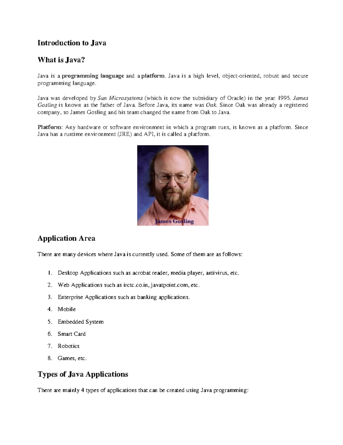 Unit I Introduction - this is the notes of java which is helpfull for ...