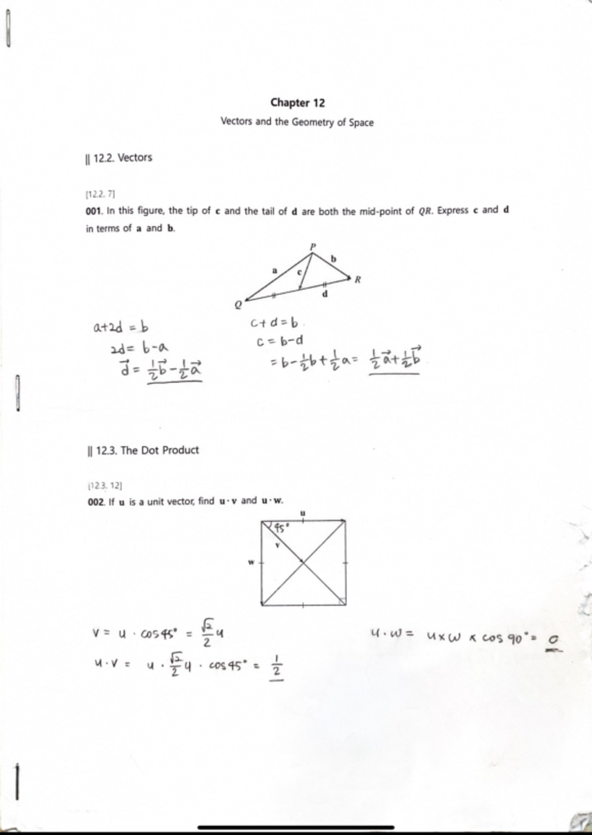 Chapter 12 practices - Chapter 12 Vectors and the Geometry of Space Il 12. Vectors 001. In this ...