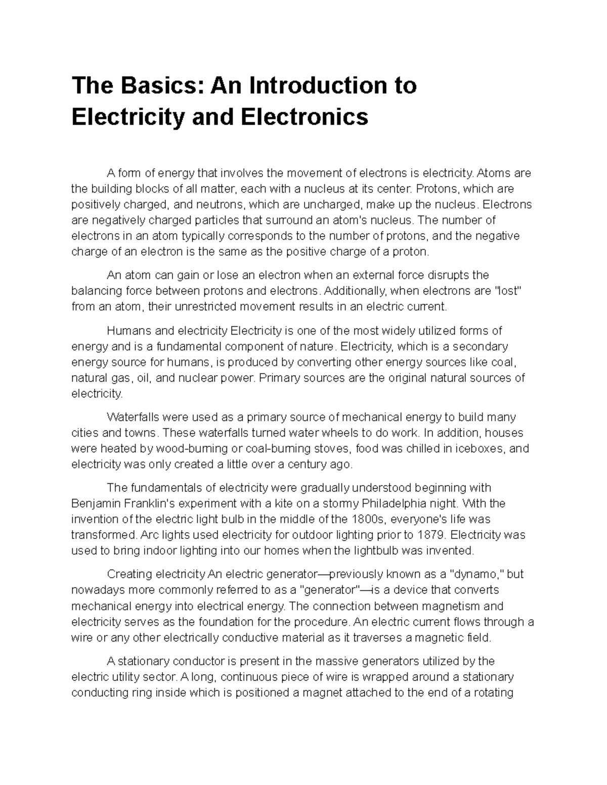 Introduction to Electricity and Electronics - Module - PHY 121 - The ...