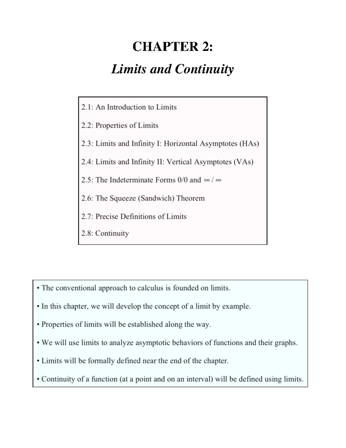 Calc Notes 02a Chapter 2 Limits And Continuity 2 An Introduction To Limits 2 Properties Of