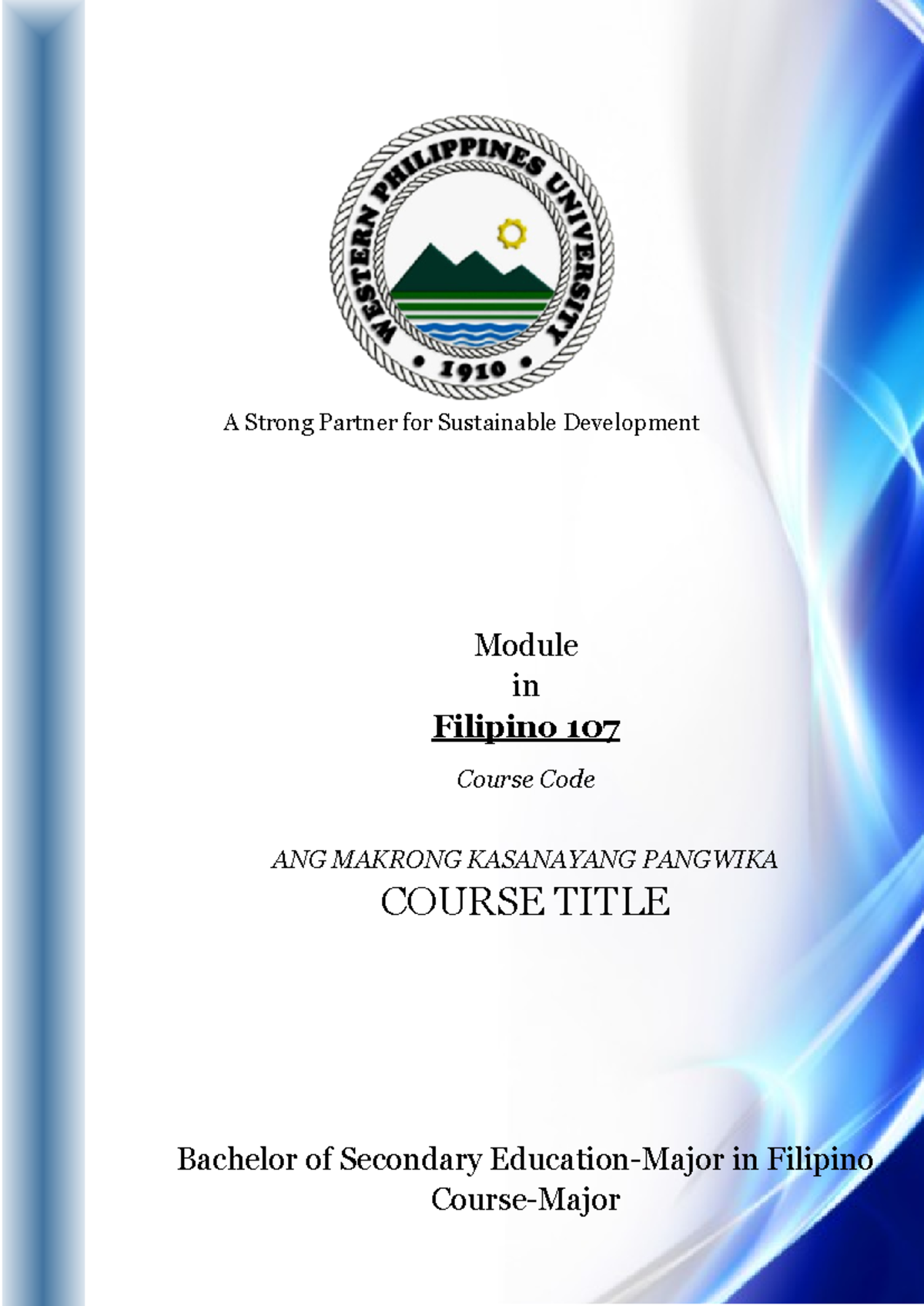 Makrong kasanayan 1-2 - Files - Module in Filipino 107 Course Code ANG ...