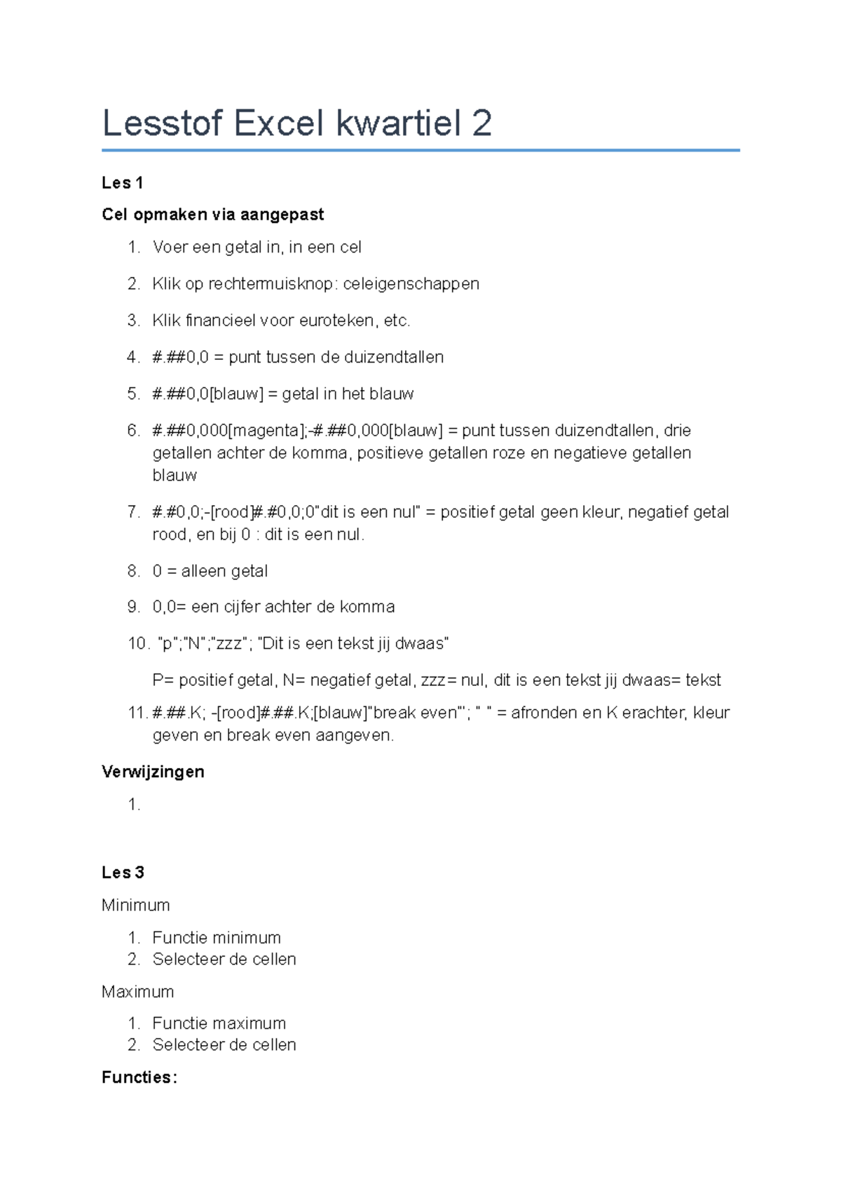 Alle lessen van Excel - Lesstof Excel kwartiel 2 Les 1 Cel opmaken via ...