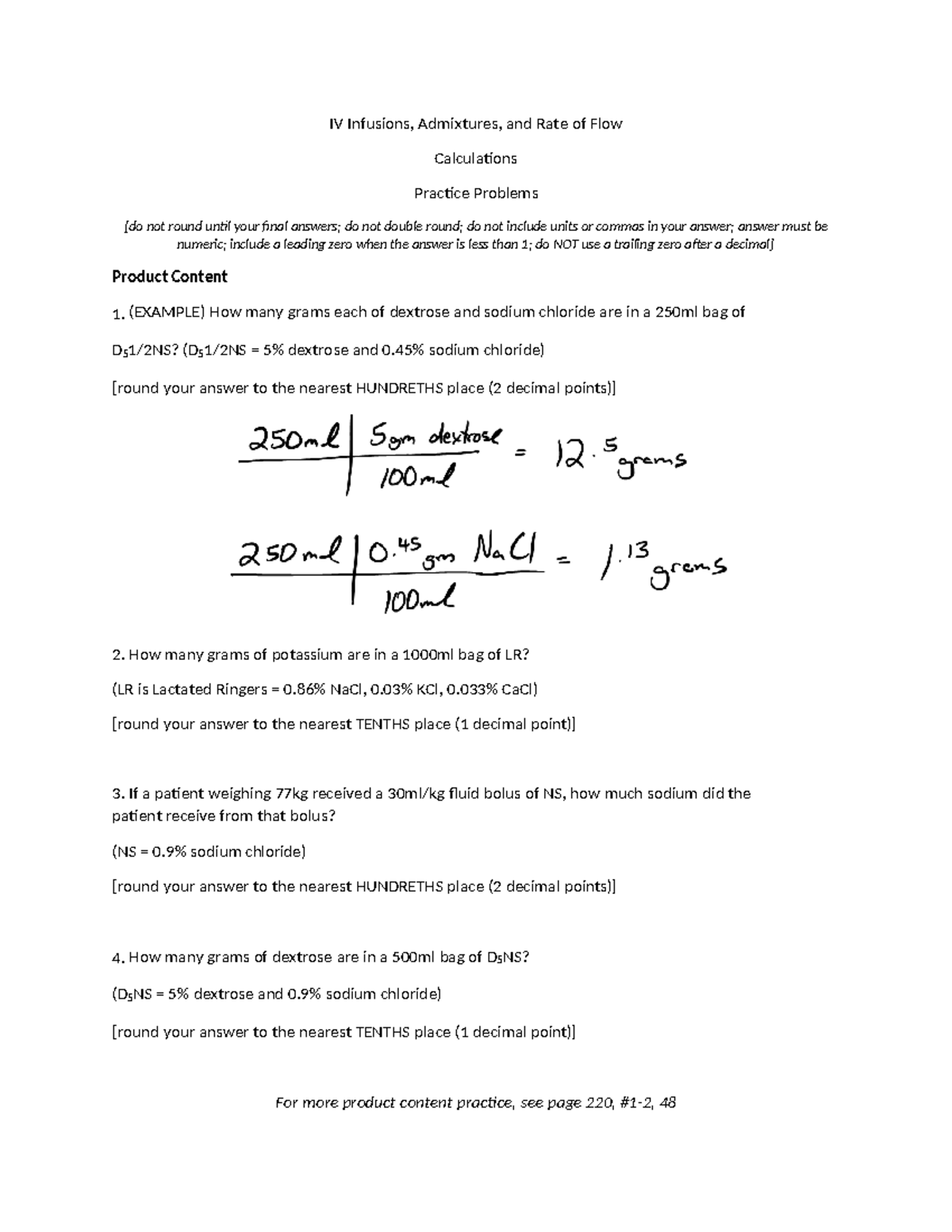 Practice Problems IV infusions, admixtures, and rate of flow - IV ...