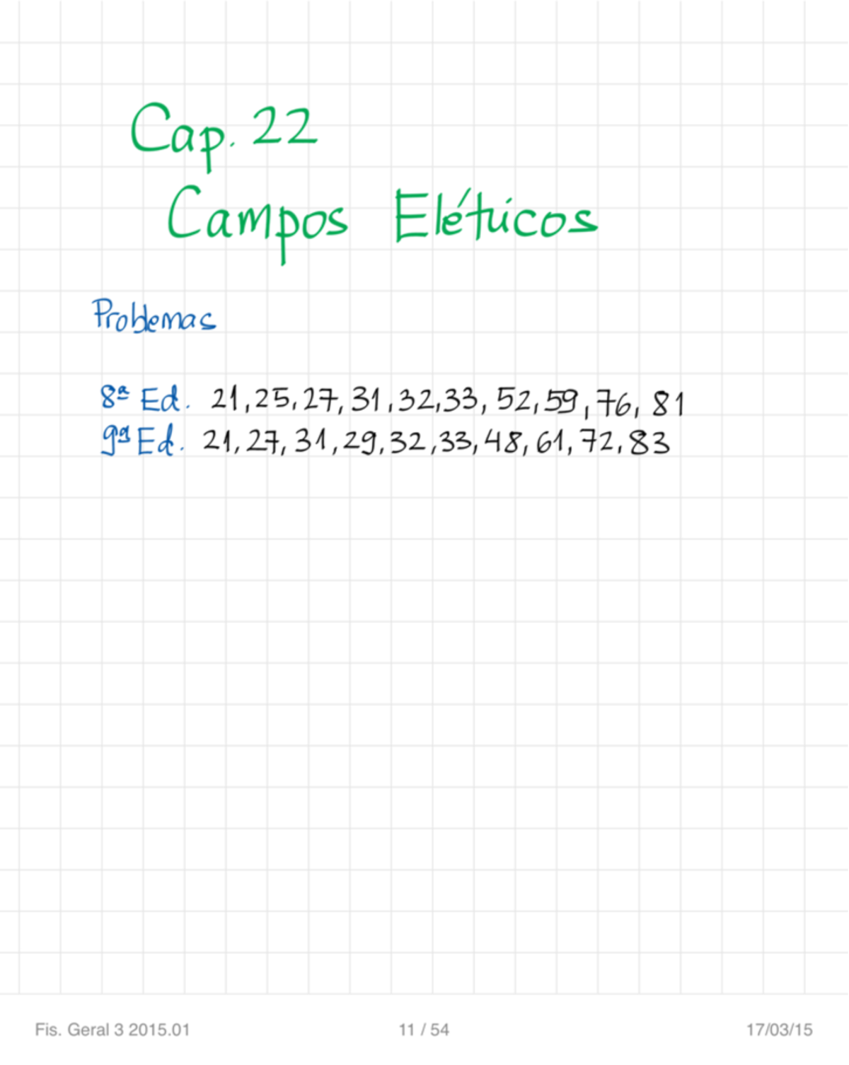 Fis3 Cap22 Campo Eletrico - Física Geral 3 - UFPE - Studocu