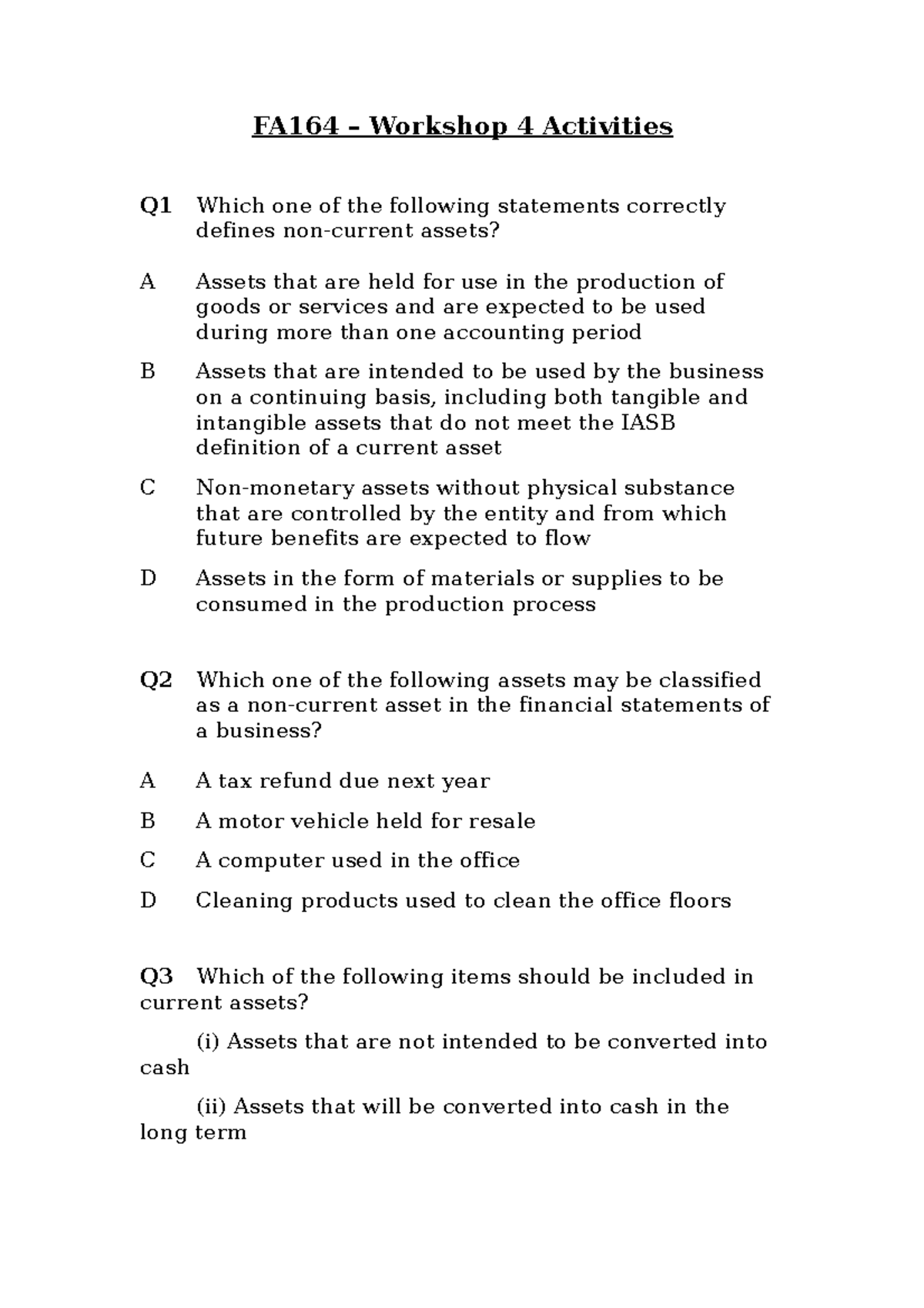 WEEK 4 – Workshop Activities - FA164 - FA164 – Workshop 4 Activities Q1 ...