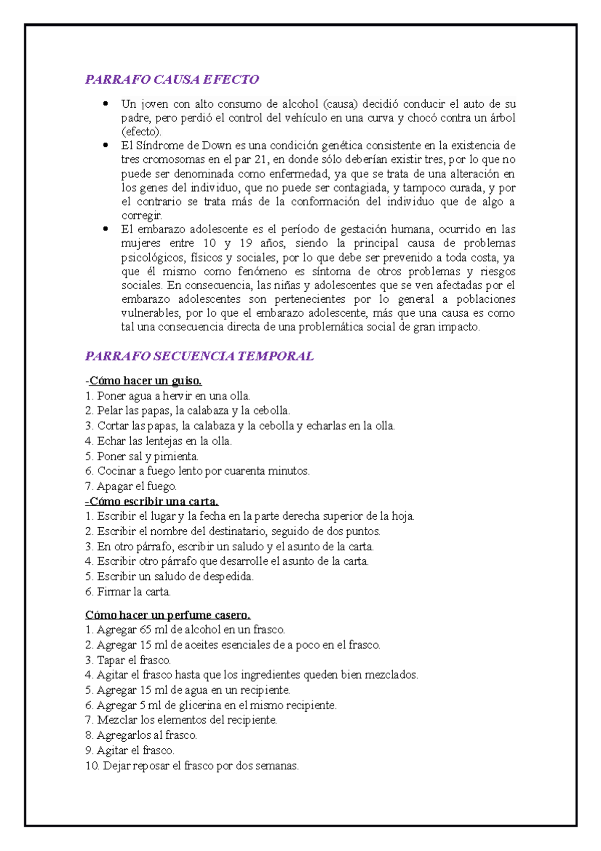 Parrafo Causa Efecto - BGH - PARRAFO CAUSA EFECTO Un joven con alto ...