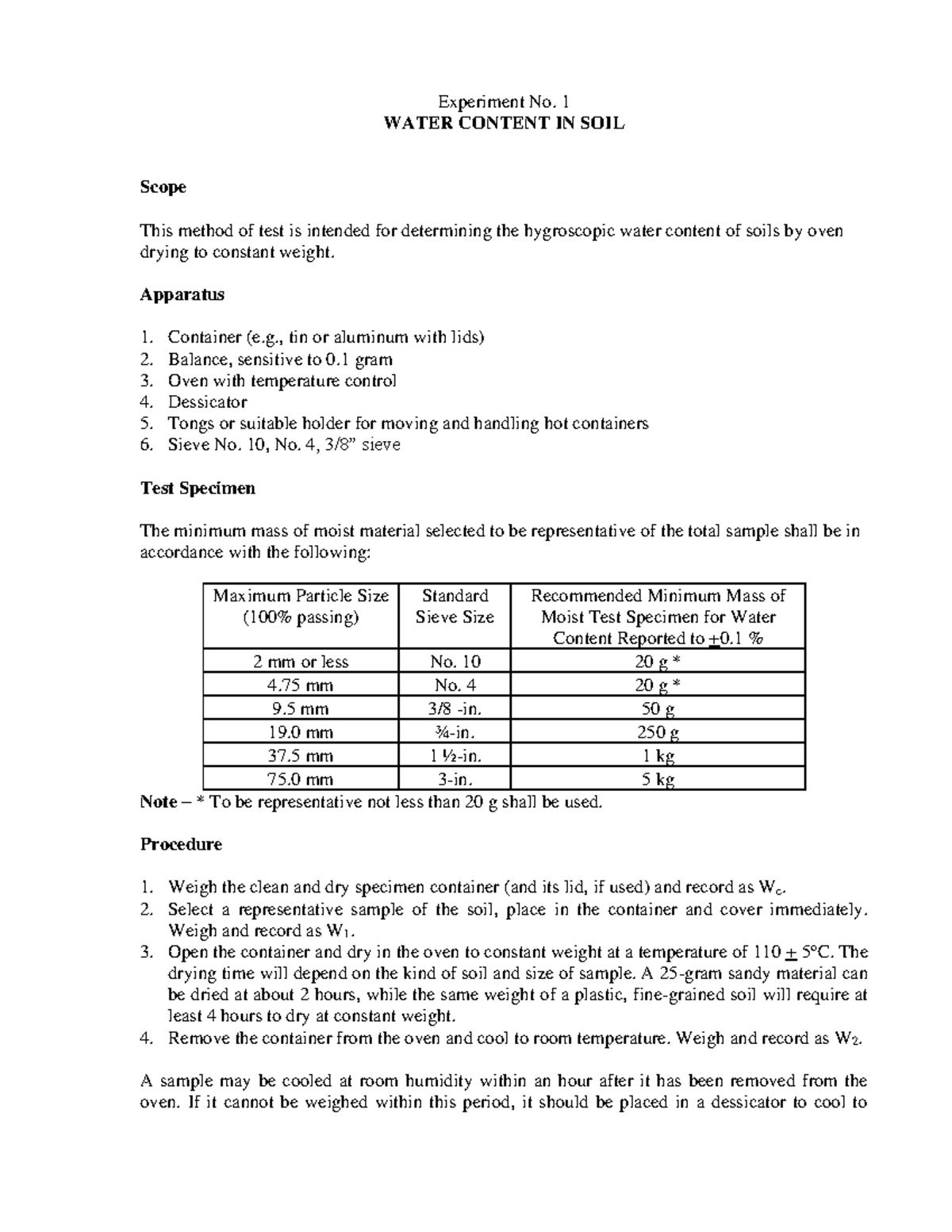 Expt-No.01-Water-Content-In-Soil-Rev-1.0 - Experiment No. 1 WATER ...