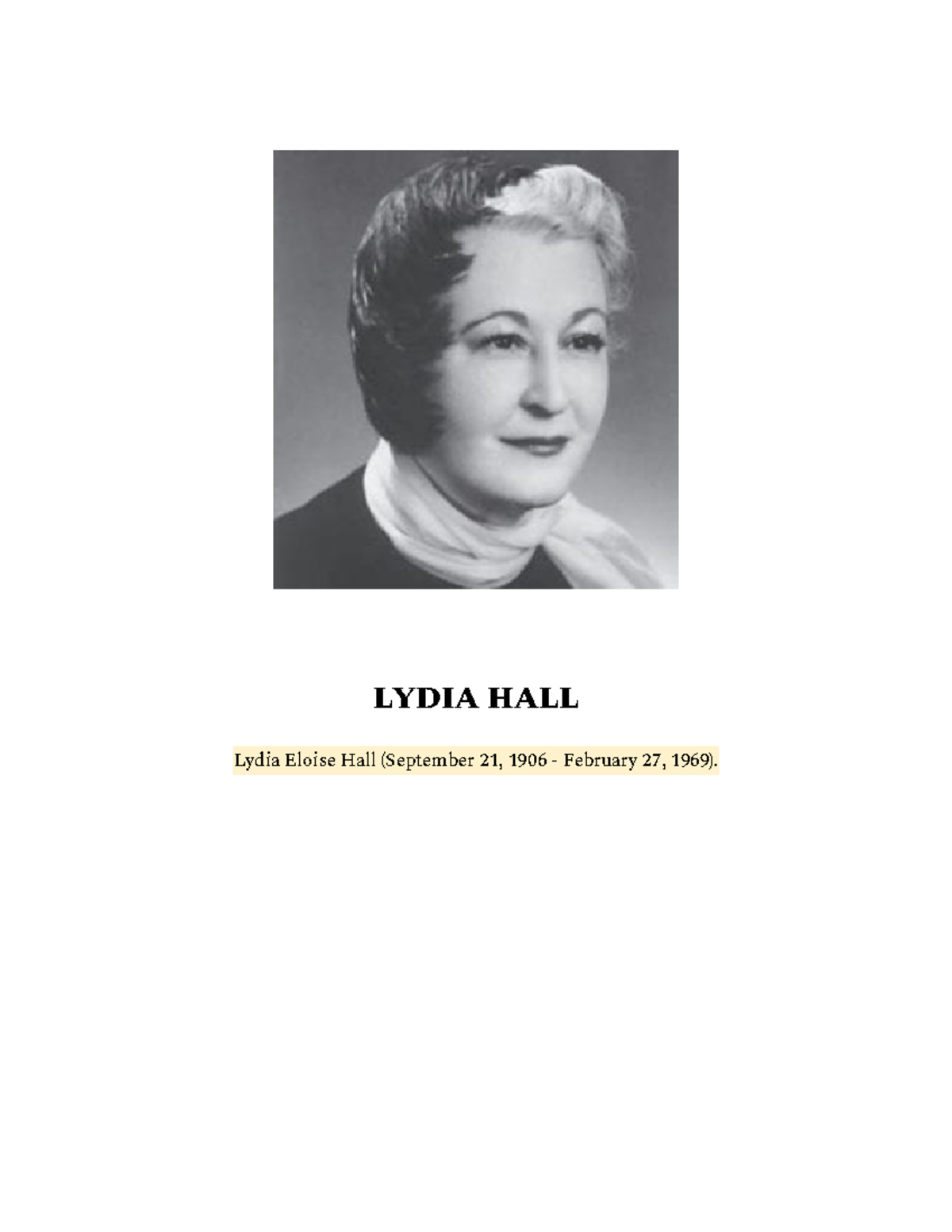 Lydia Hall's The Care, Core, Cure theory - LYDIA HALL Lydia Eloise Hall ...