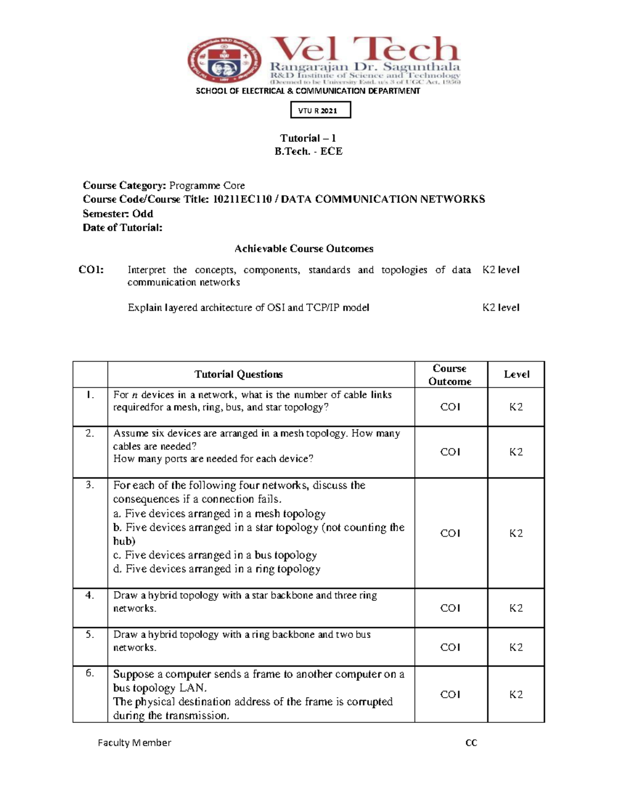 Tutorial 1 New Questions Vtu R 2021 Tutorial 1 B Ece Course