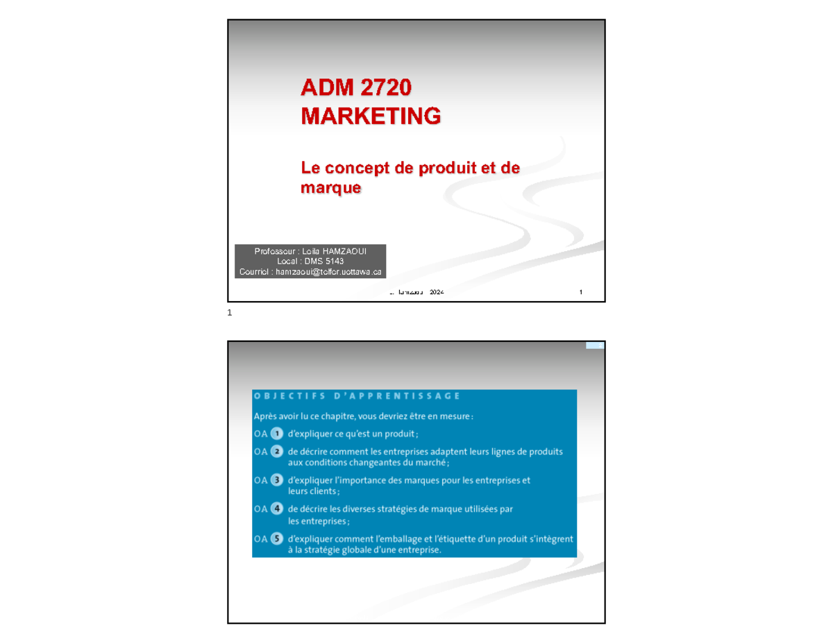 ADM 2720 - H24 - Gestion du produit et marque - L. Hamzaoui - 2024 1 ...
